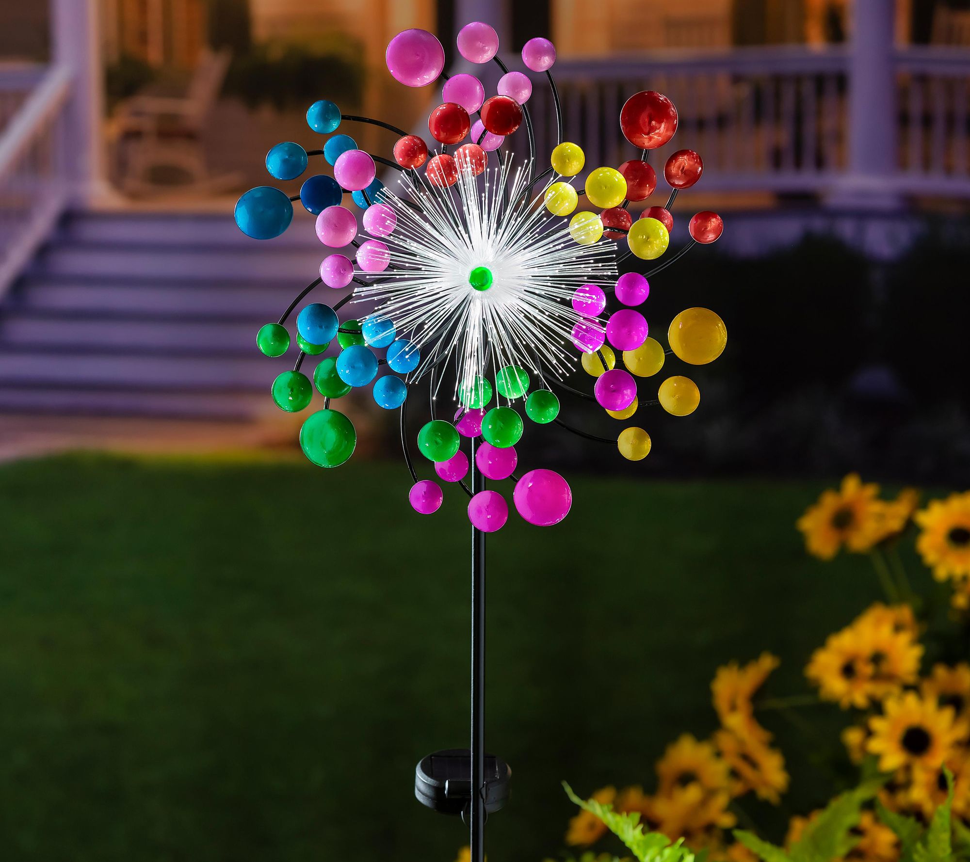 Evergreen Solar Fiber Optic Color Pop Wind Spiner - QVC.com