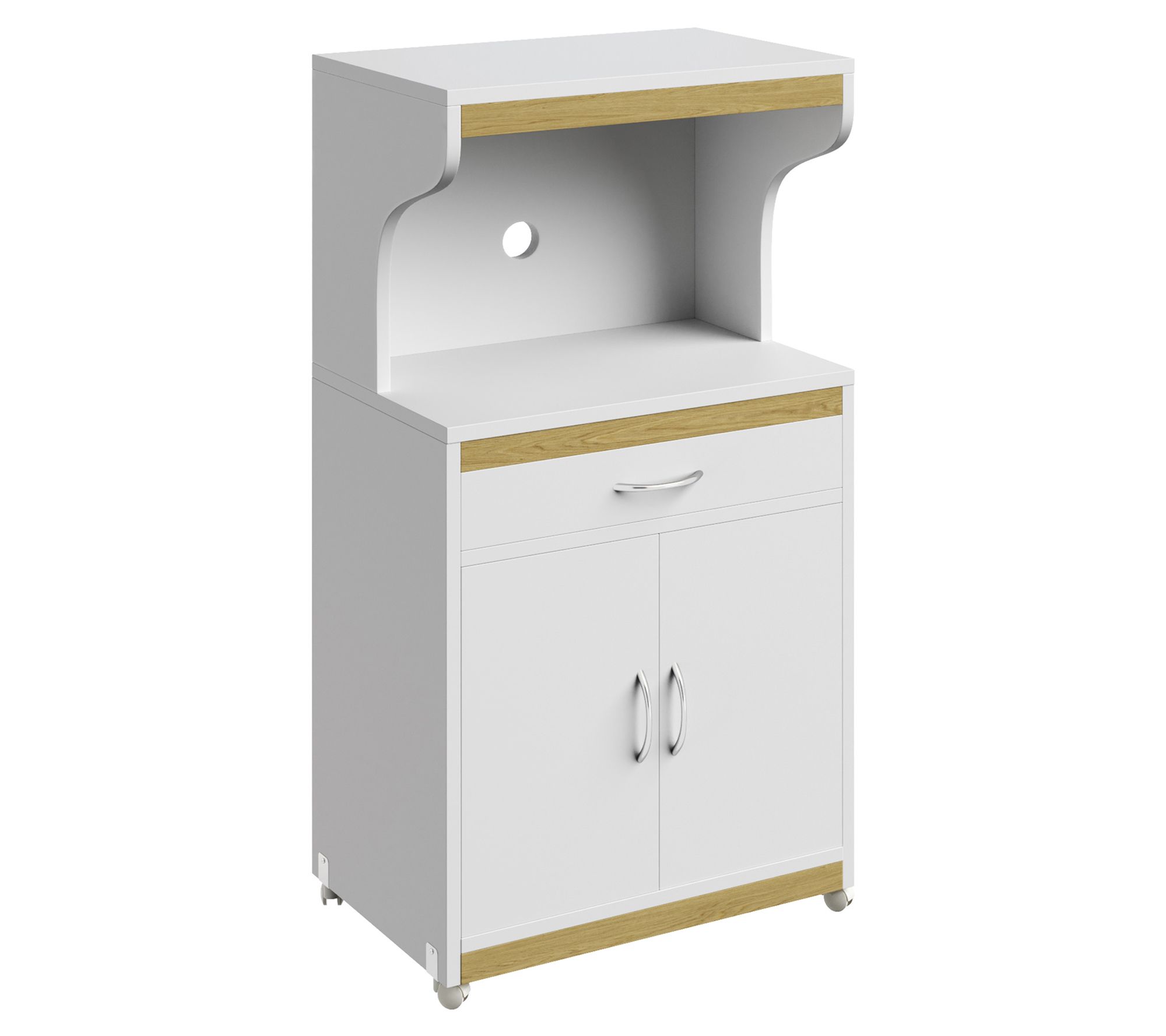 Lavish Home Microwave Stand with Storage Rolling Cabinet - QVC.com