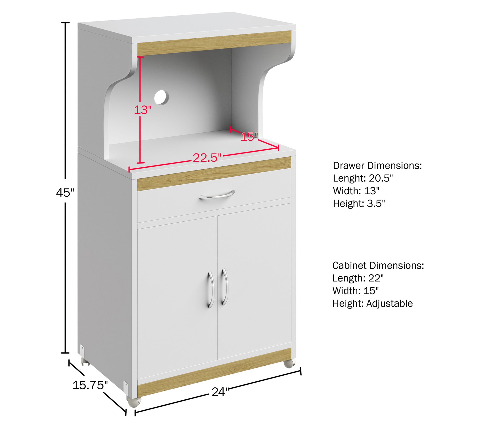 Lavish Home Microwave Stand with Storage Rolling Cabinet - QVC.com