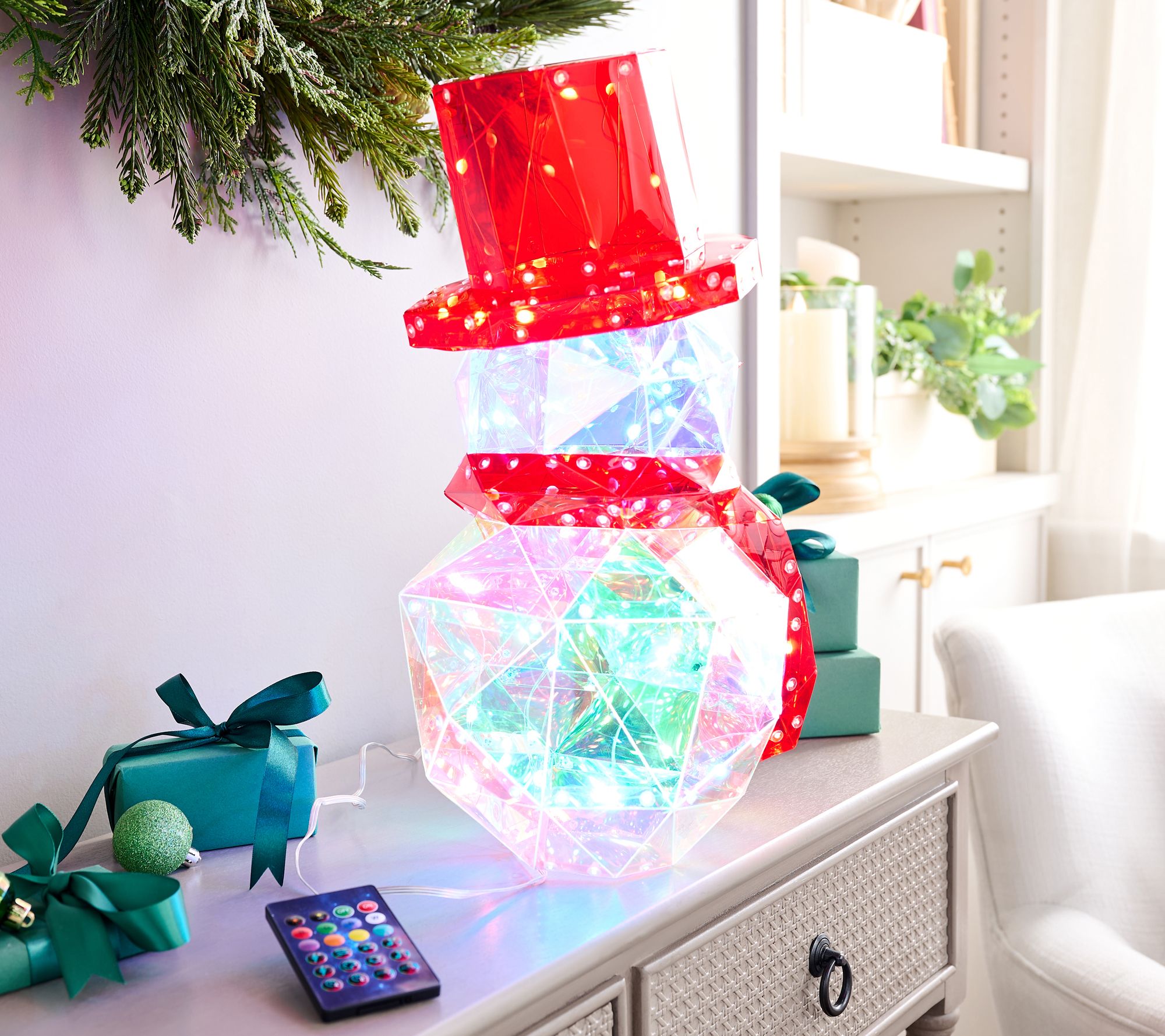 Kringle Express 16" In/Outdoor RGB Holographic Snowman with Remote ...