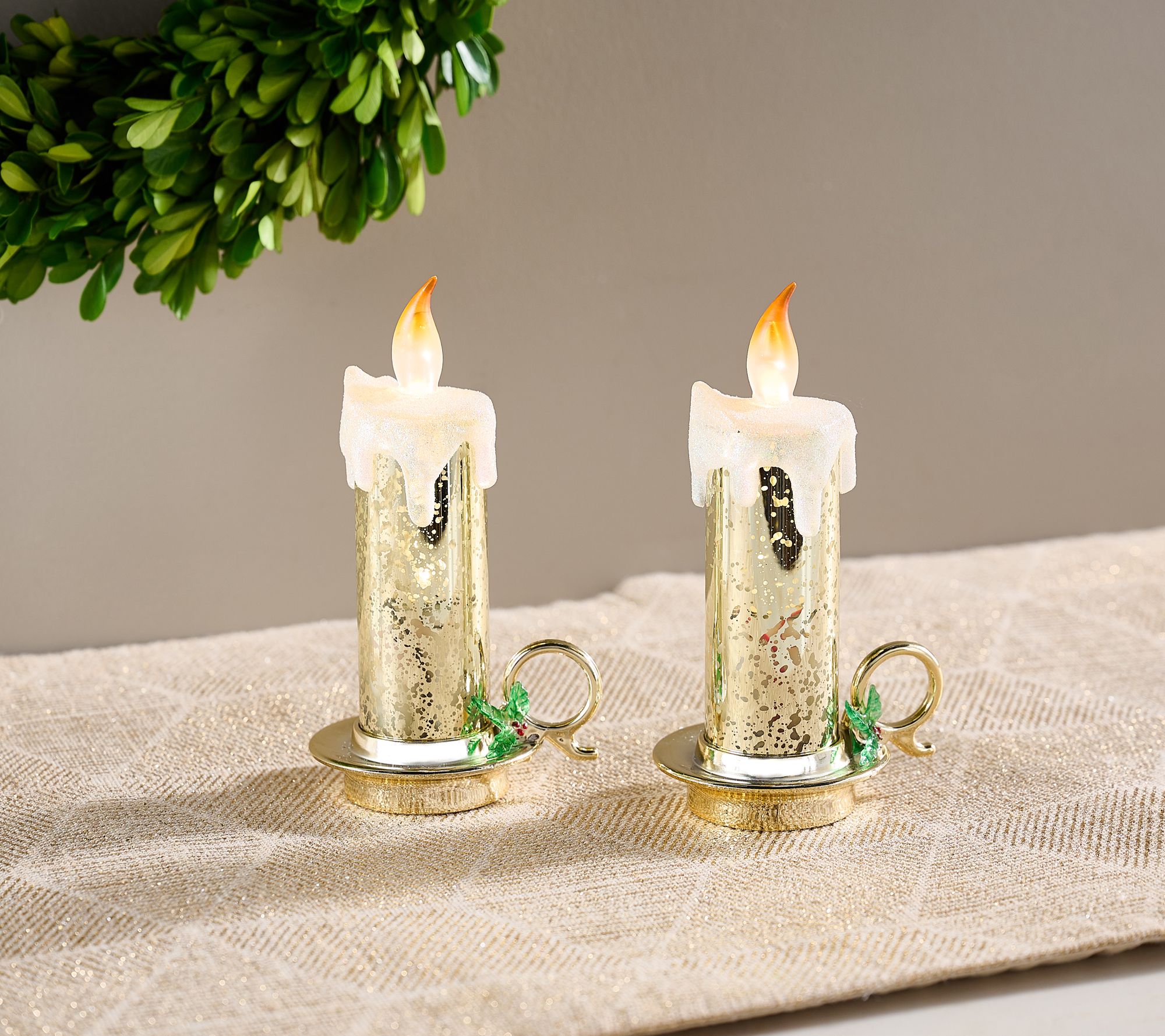 "As Is" Set of 2 6.5" Illuminated Chamberstick Candles - QVC.com