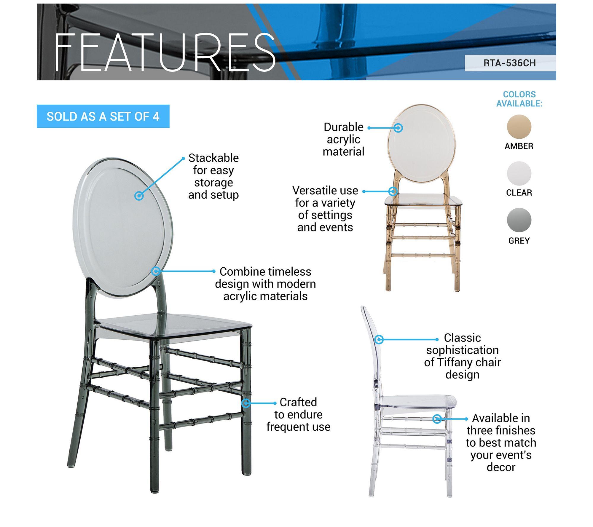 Techni Home Set of Four Stacka ble Ghost Style Acrylic Chairs - QVC.com