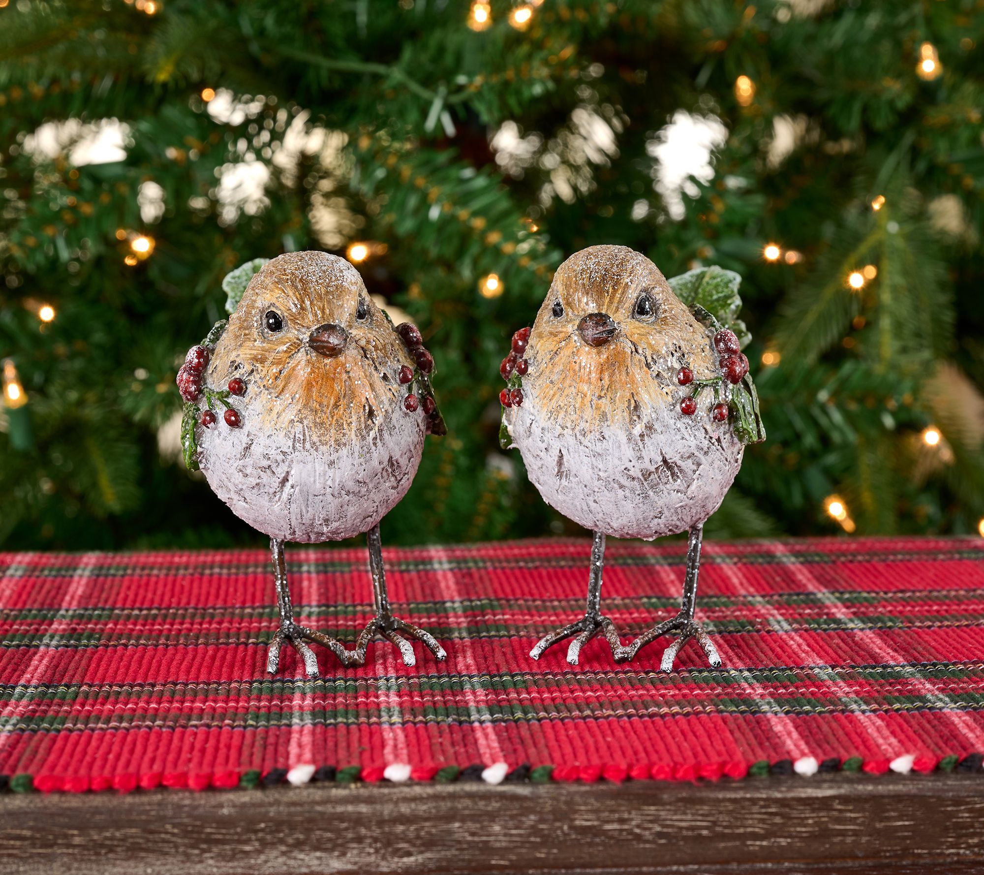 "As Is" Set/2 Birds with Holly Design by Valerie - QVC.com