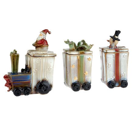3-piece Decorative Ceramic Train with Candles by Valerie - QVC.com