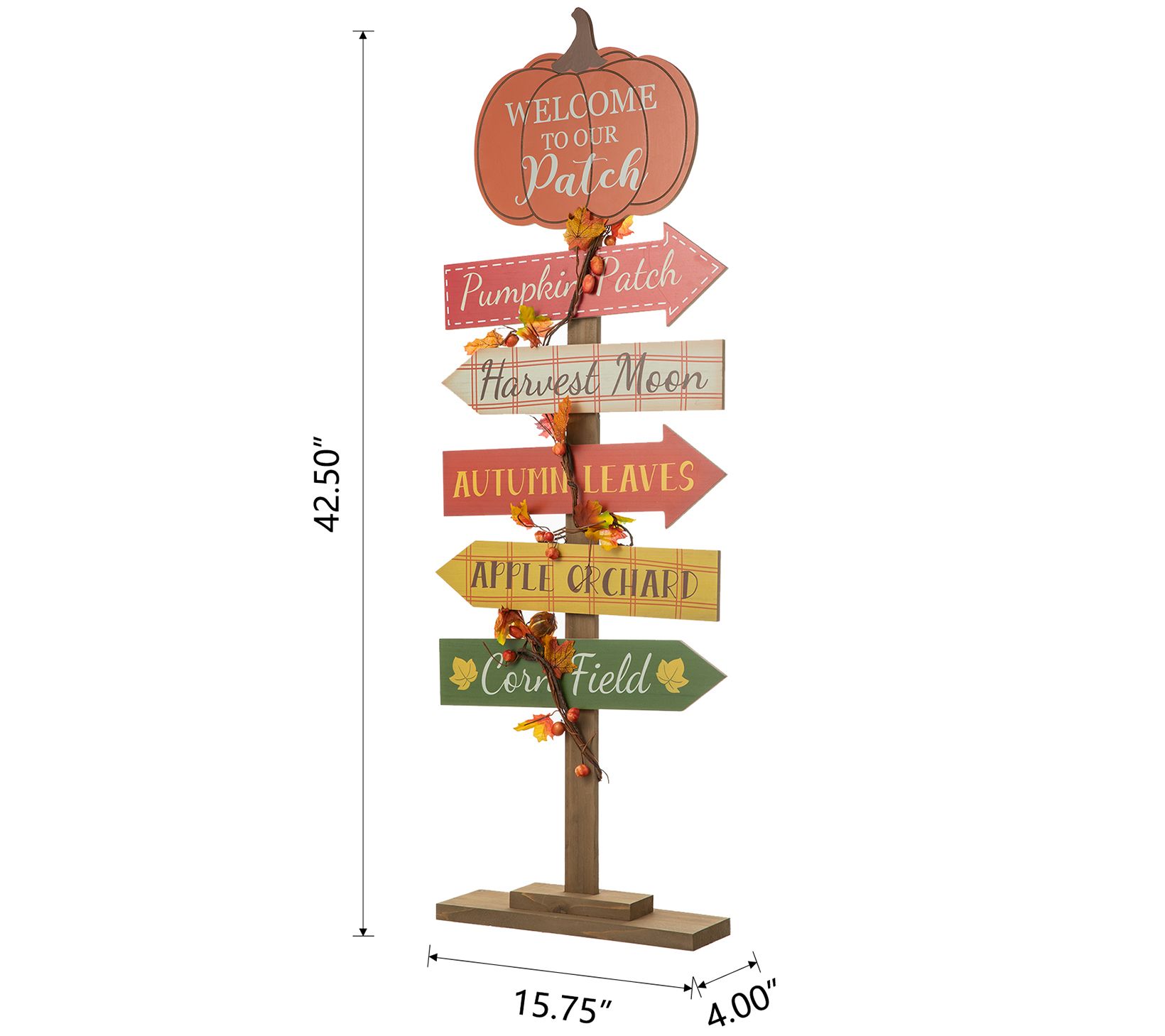 Glitzhome All Directions Fall Autumn Pumpkin Patch Porch Sign - QVC.com