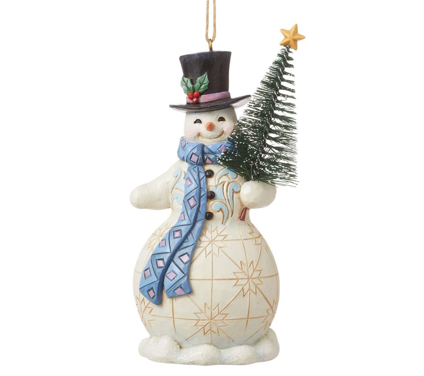 Jim Shore Snowman with Sisal Tree Ornament - QVC.com