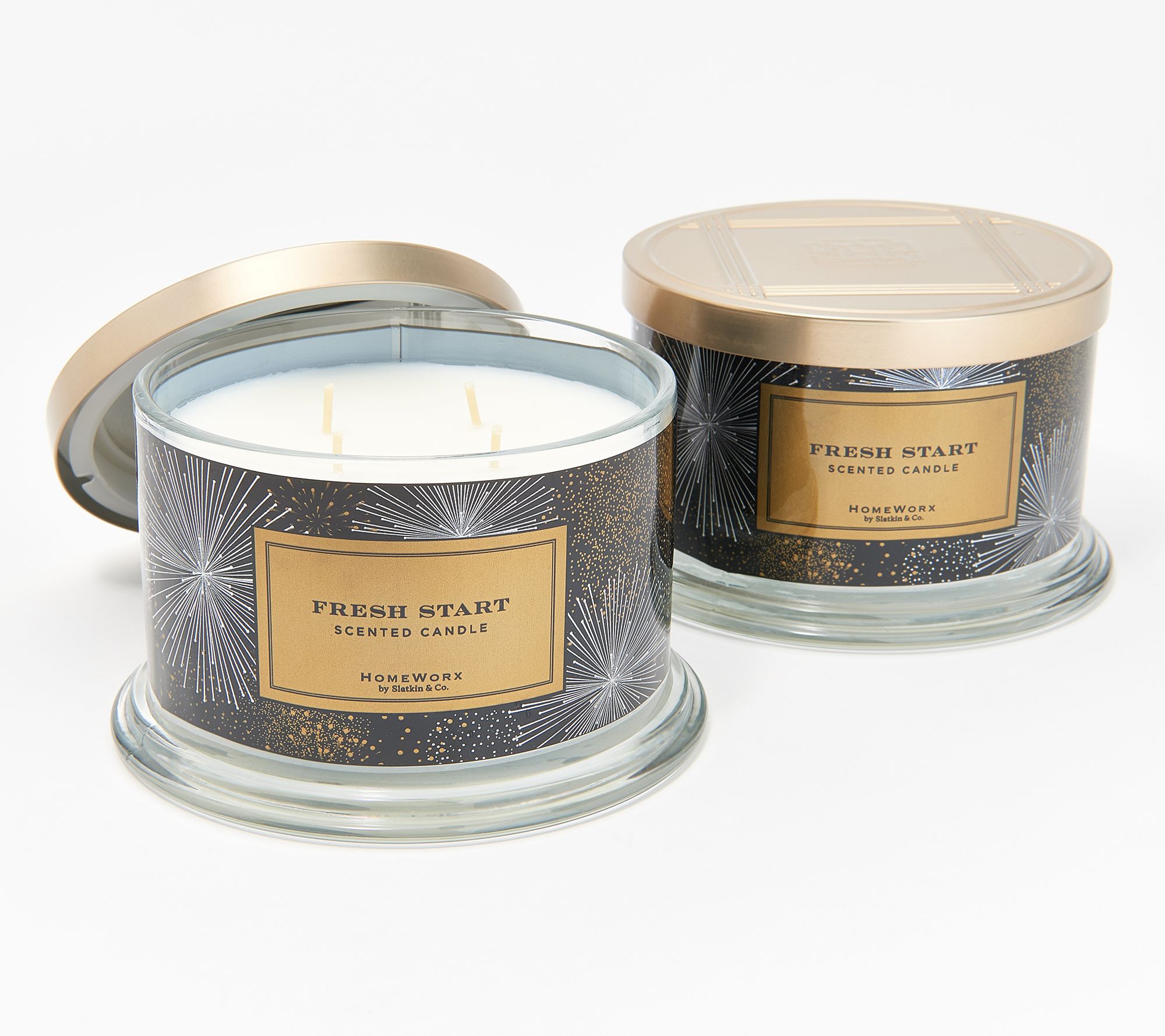 "As Is" HomeWorx by Slatkin & Co. S/2 18oz Fresh Start Candles - QVC.com
