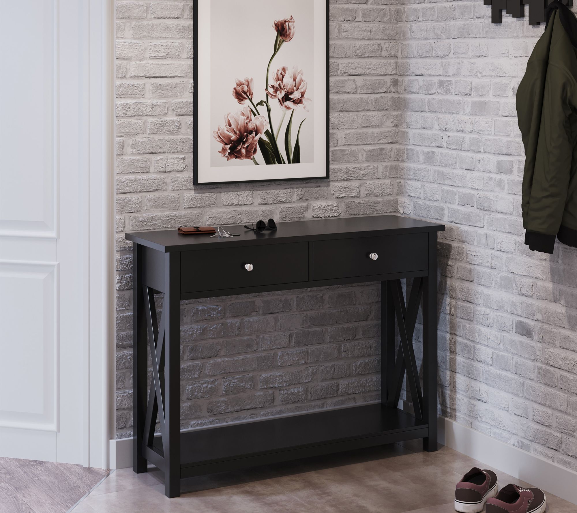 Lavish Home 2-Tier Entryway Table Console Tablewith Drawers - QVC.com