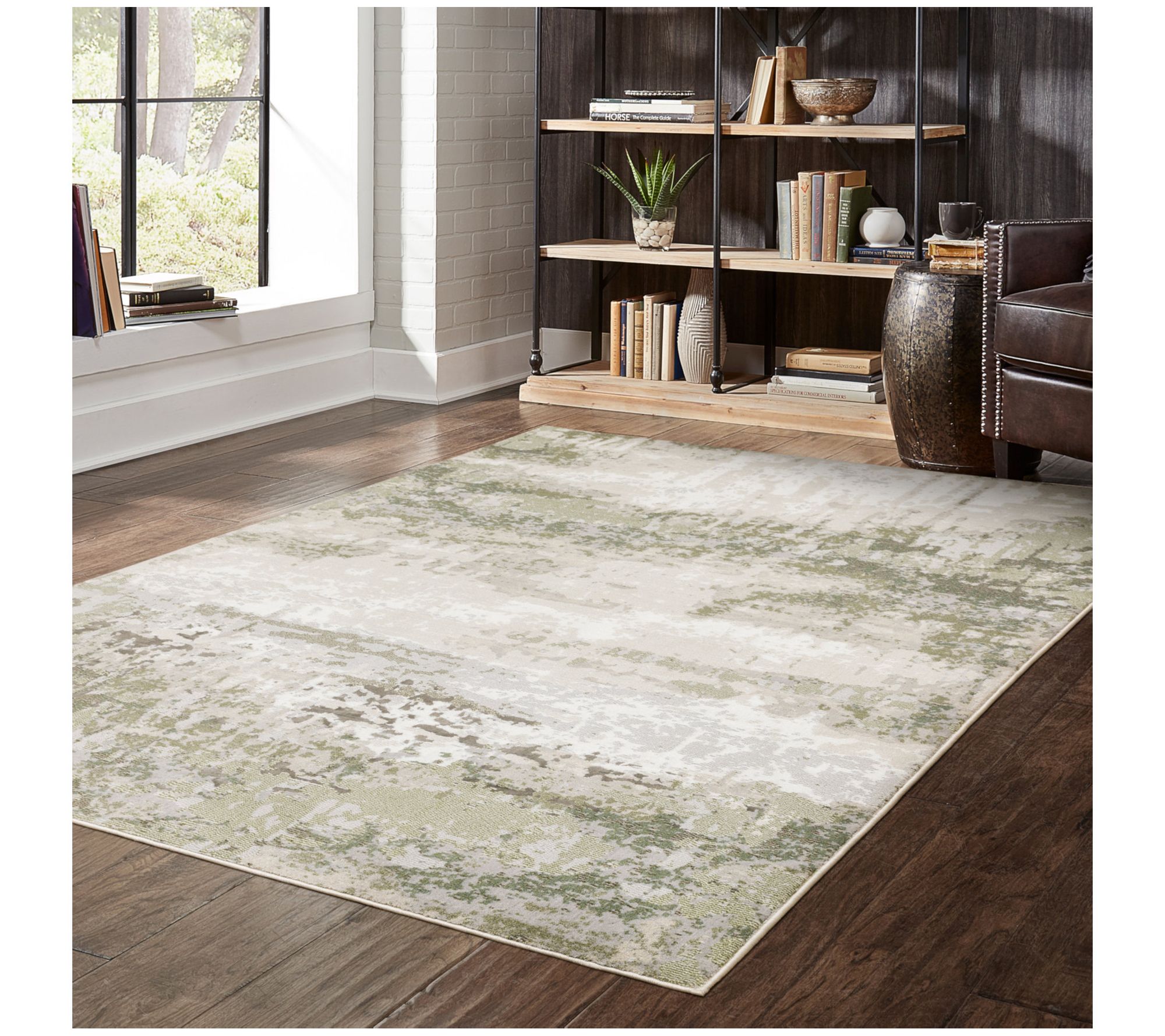 Linden Place Green Abstract Modern/Casual 7'10" x10'10" Rug - QVC.com