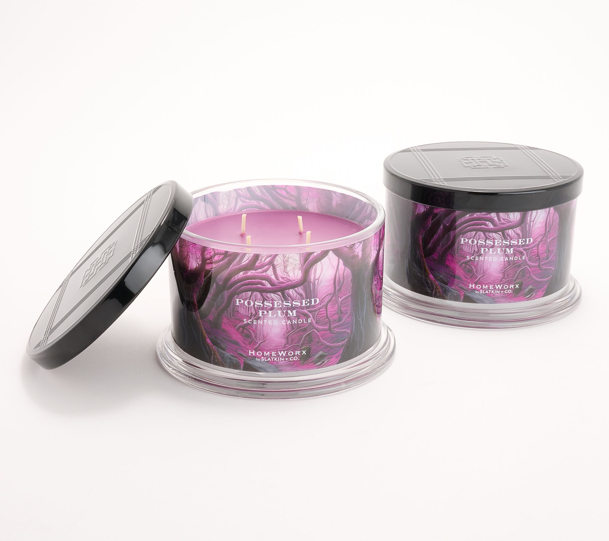 HomeWorx by Slatkin + Co. Set of 2 Possessed Plum 18oz Candles - QVC.com