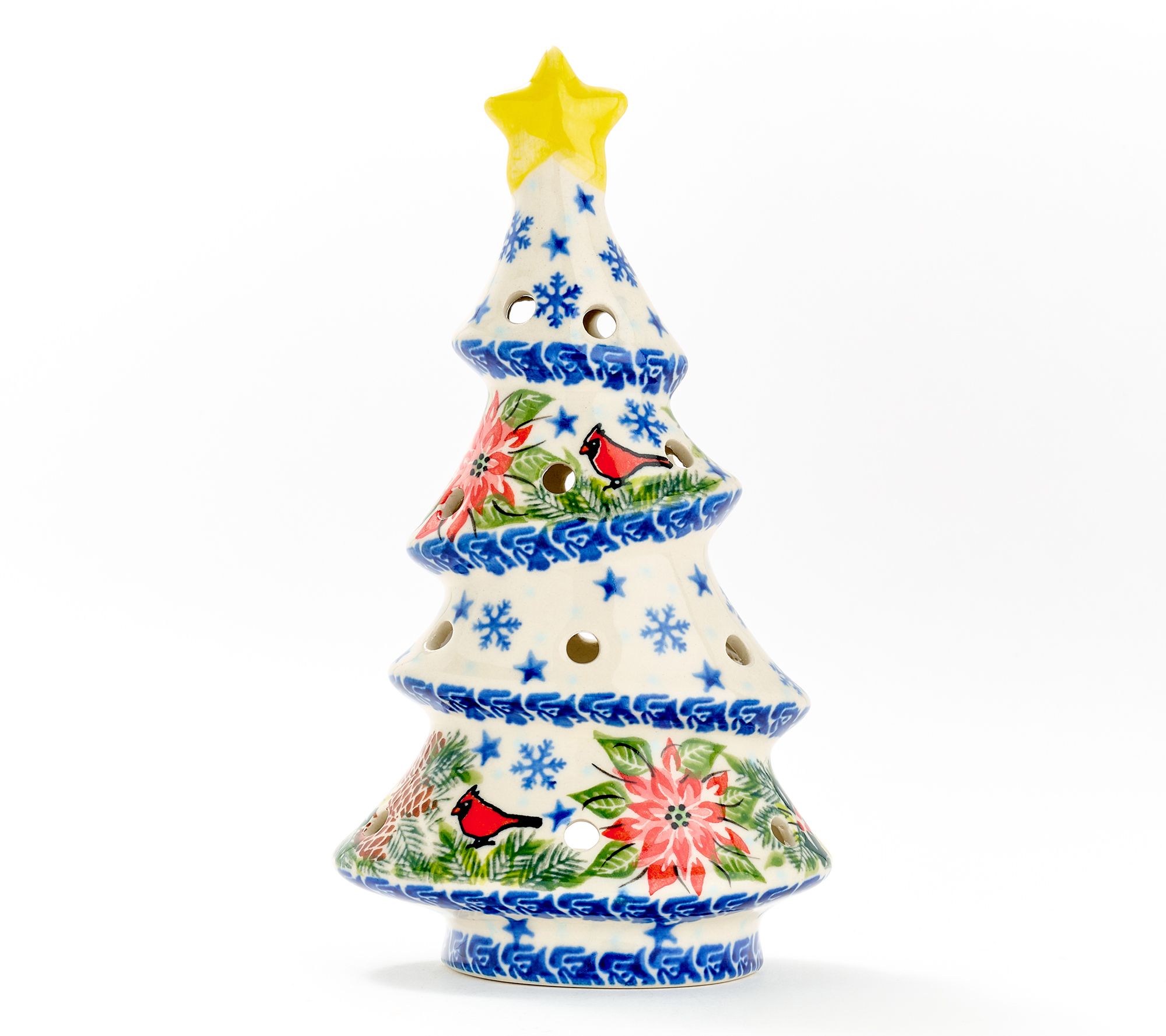 Lidia's Polish Pottery Hand Painted Luminary Christmas Tree - QVC.com
