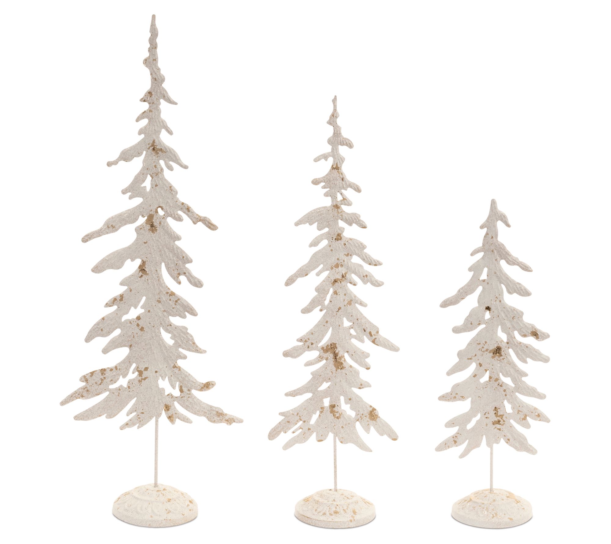 Melrose Metal Pine Tree with Gold Accents (Setf 3) - QVC.com