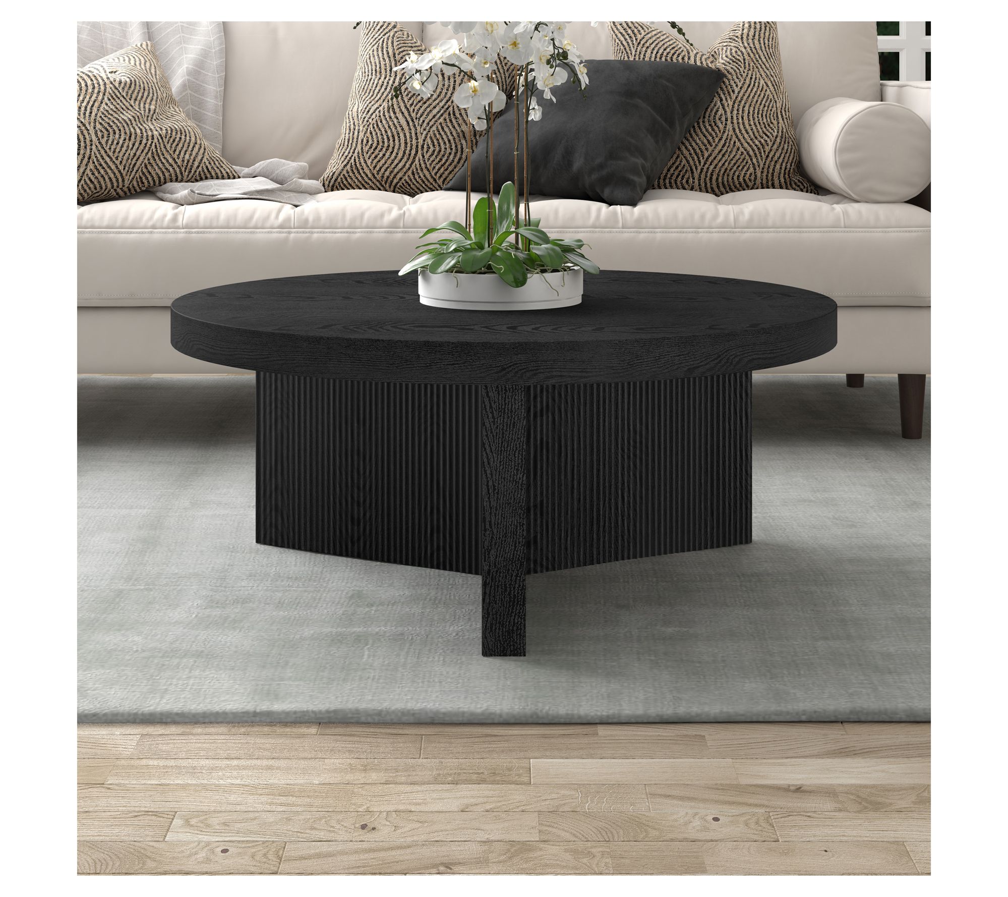 Hudson&Canal Holm 36" Wide Round Coffee Table - QVC.com