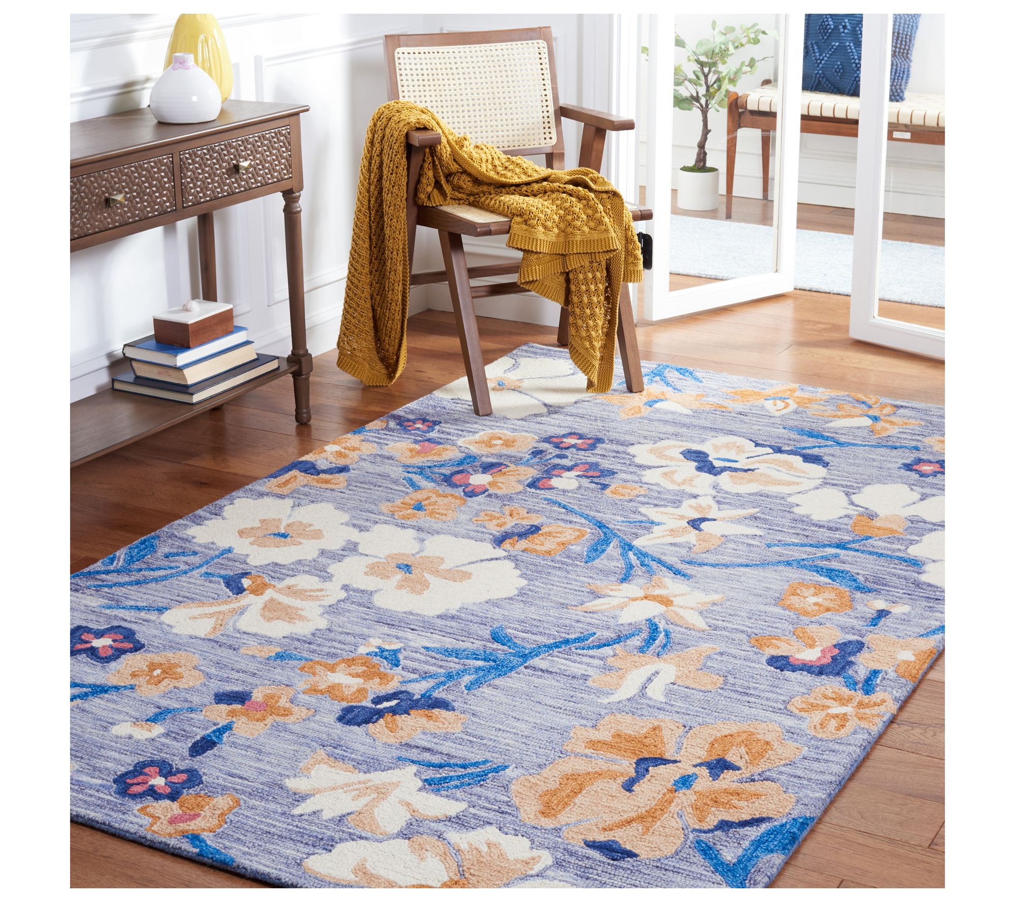 Safavieh Blue Garden Hand Tufted Wool 5' x 8' Rug - QVC.com