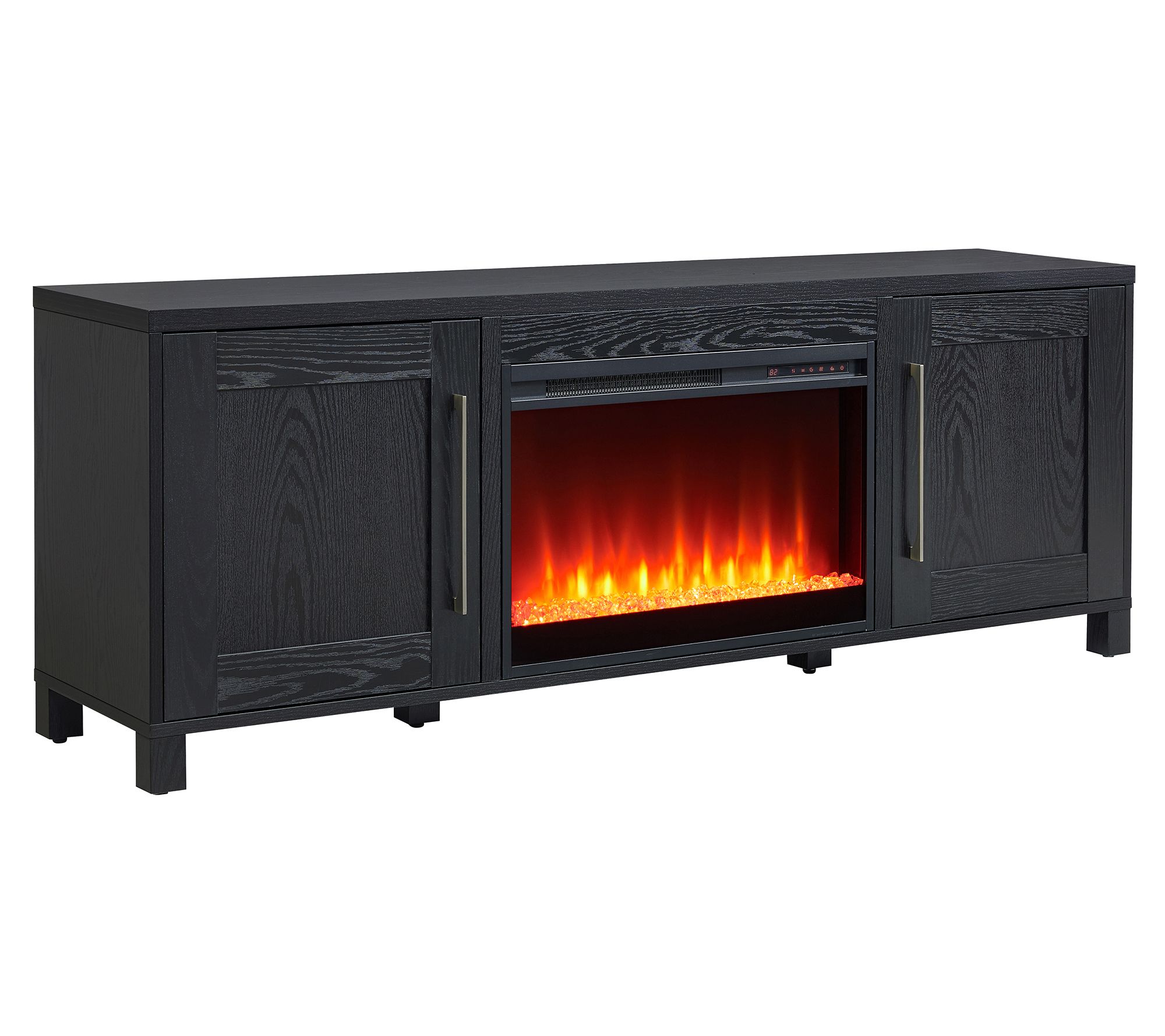 Hudson & Canal Chabot 75" TV Stand with Crystal Fireplace - QVC.com