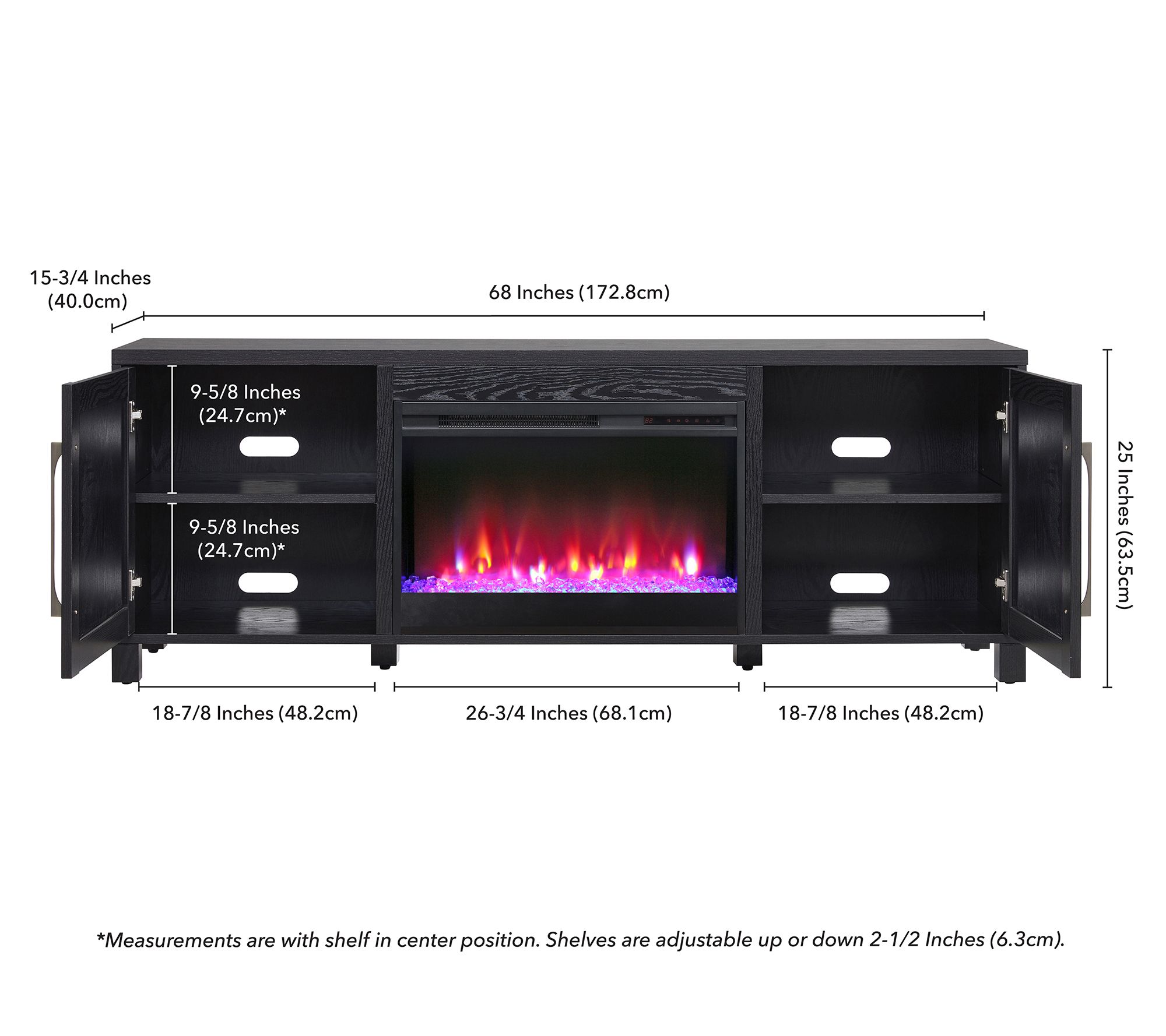 Hudson & Canal Chabot 75" TV Stand with Crystal Fireplace - QVC.com