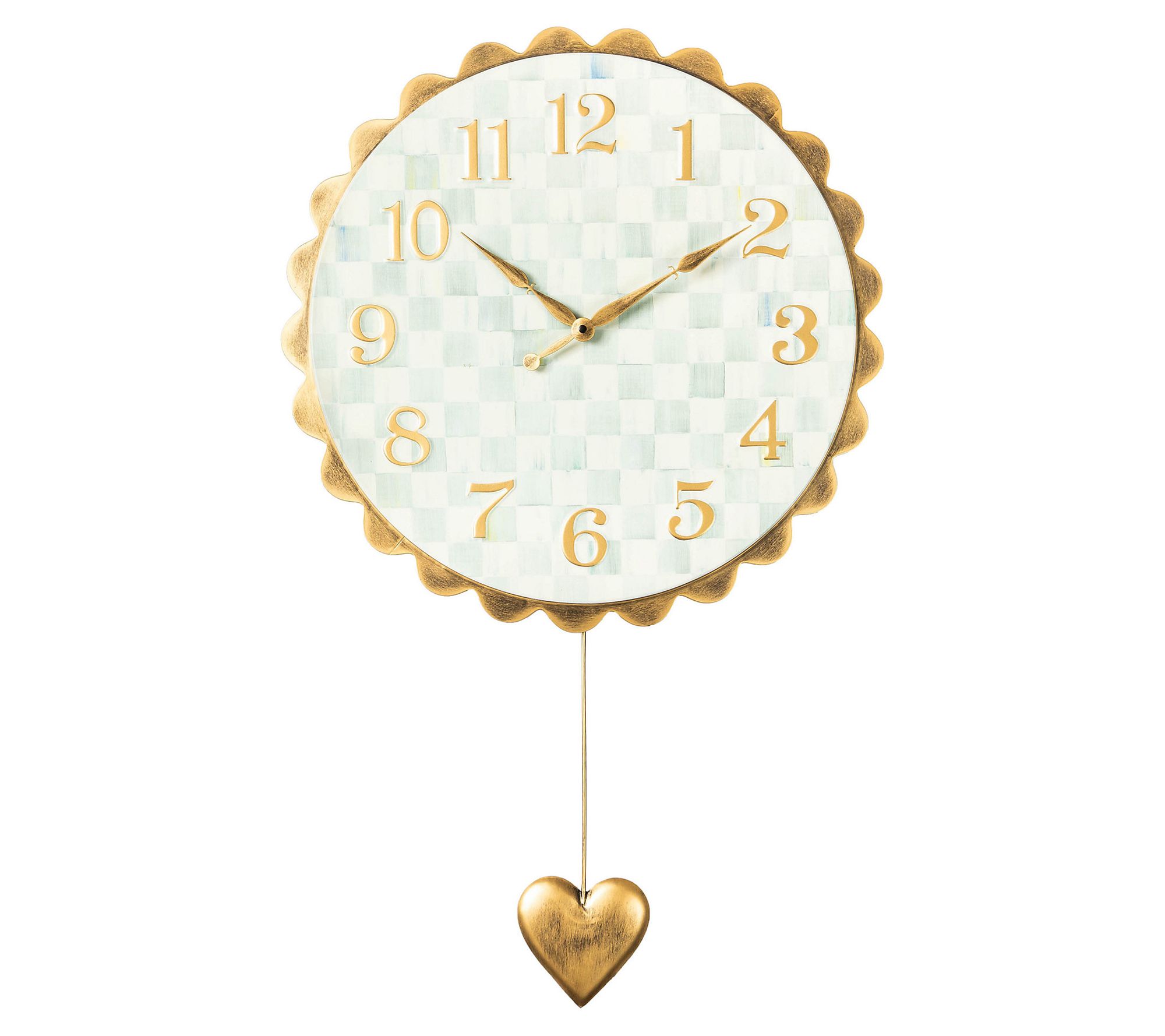 MacKenzie-Childs Sterling Check Heart PendantWall Clock - QVC.com