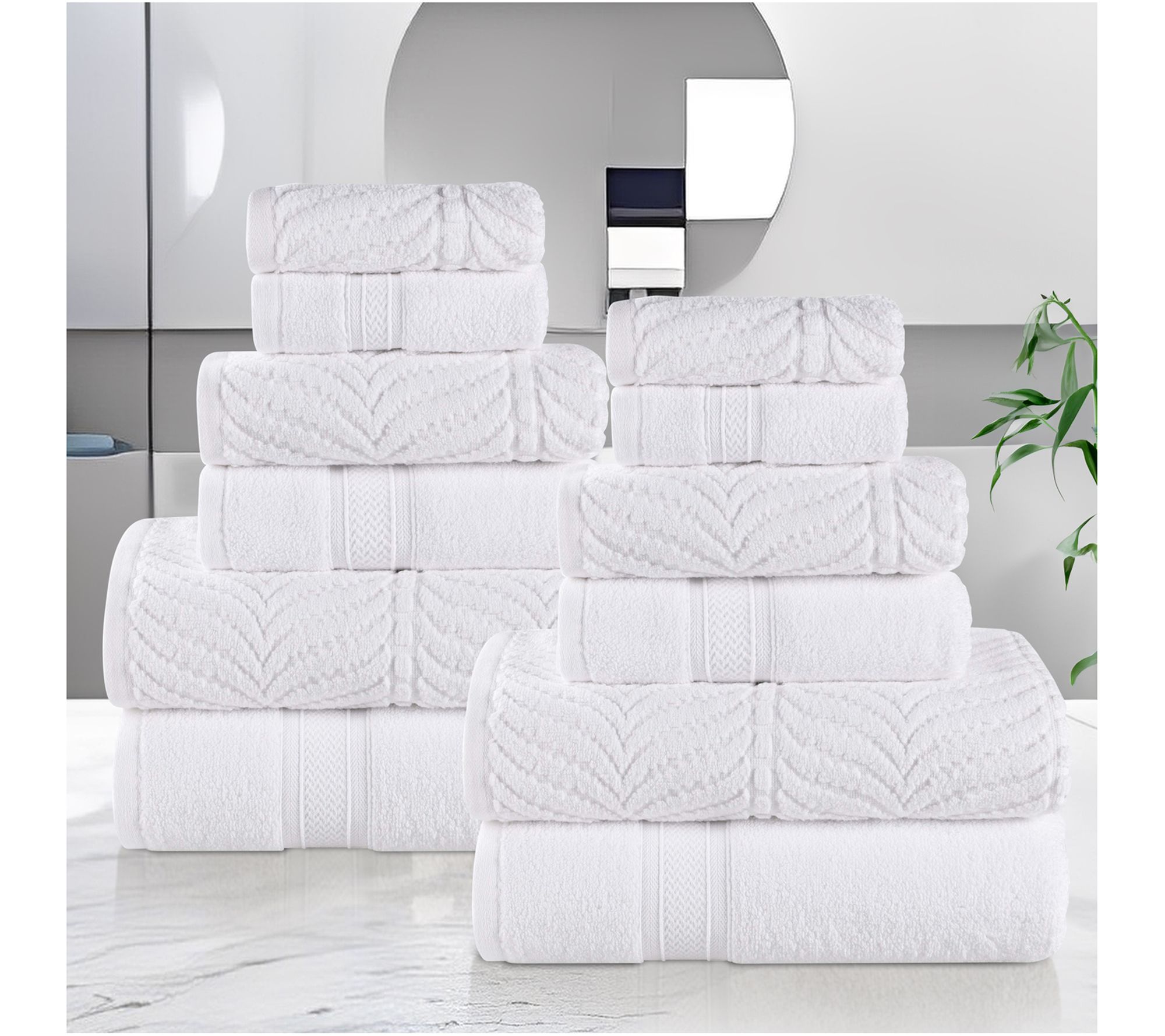 Superior Zero T wist Cotton Sof t Absorbent 12 Piece Towel Set - QVC.com