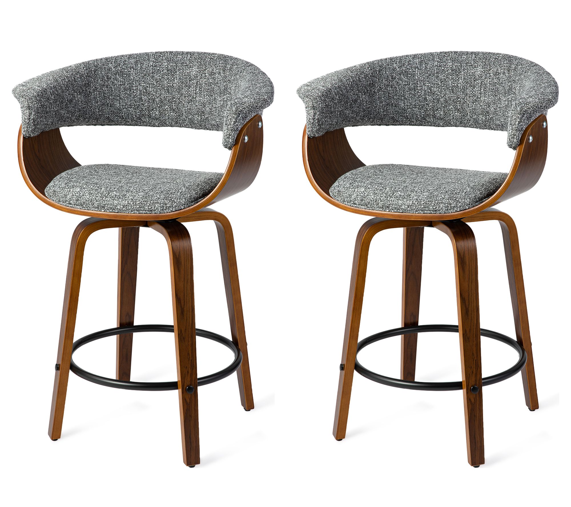Glitzhome Mid-Century Modern Fabric Swivel Counter Stools S/2 - QVC.com