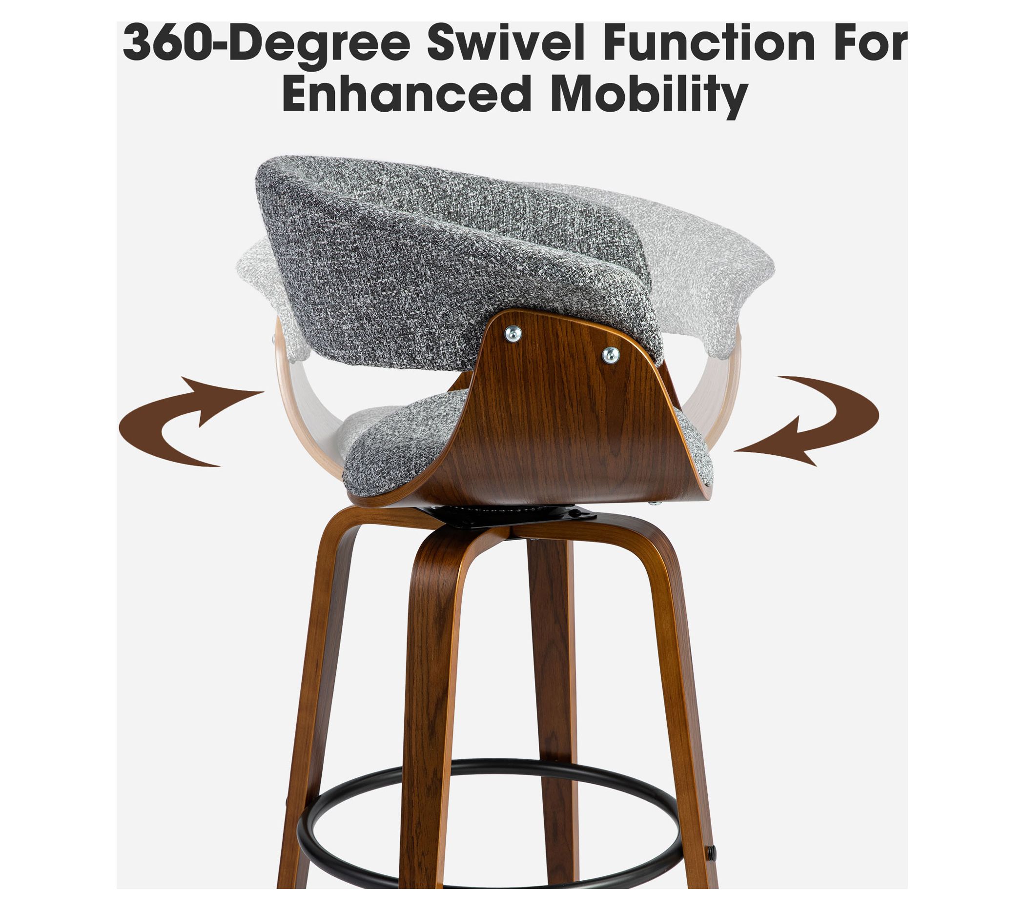 Glitzhome Mid-Century Modern Fabric Swivel Counter Stools S/2 - QVC.com