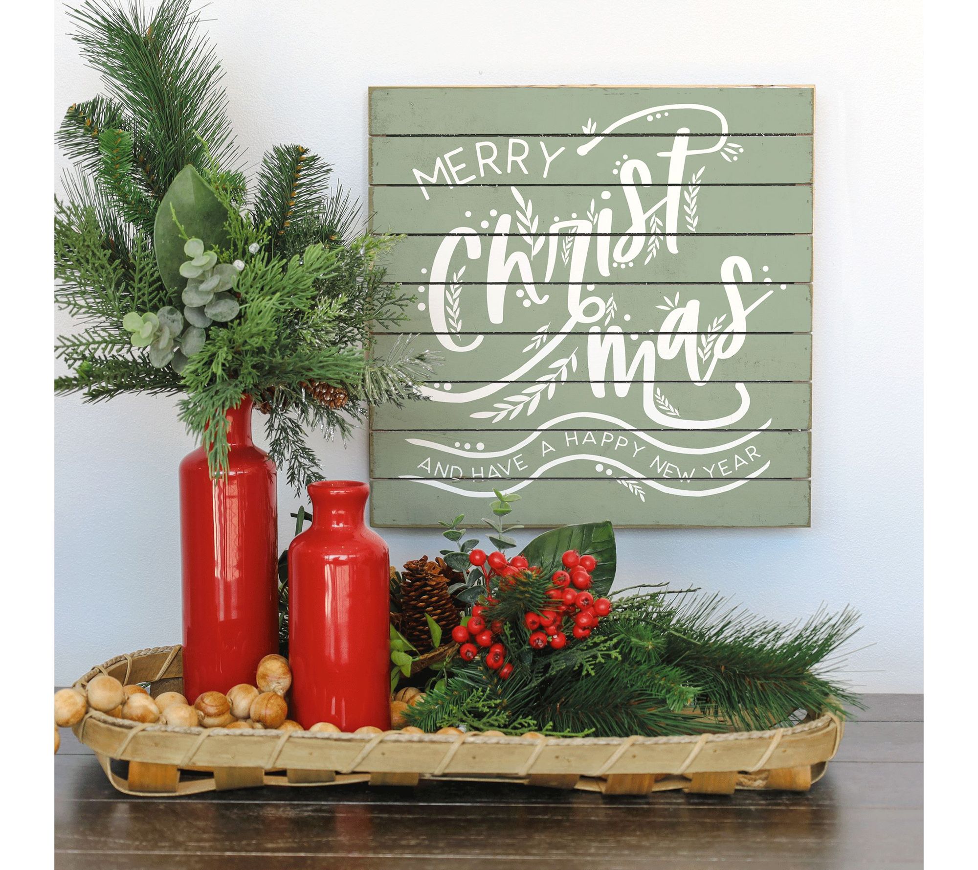 Sincere Surroundings 14" Merry Christmas GreenPerfect Pallet - QVC.com