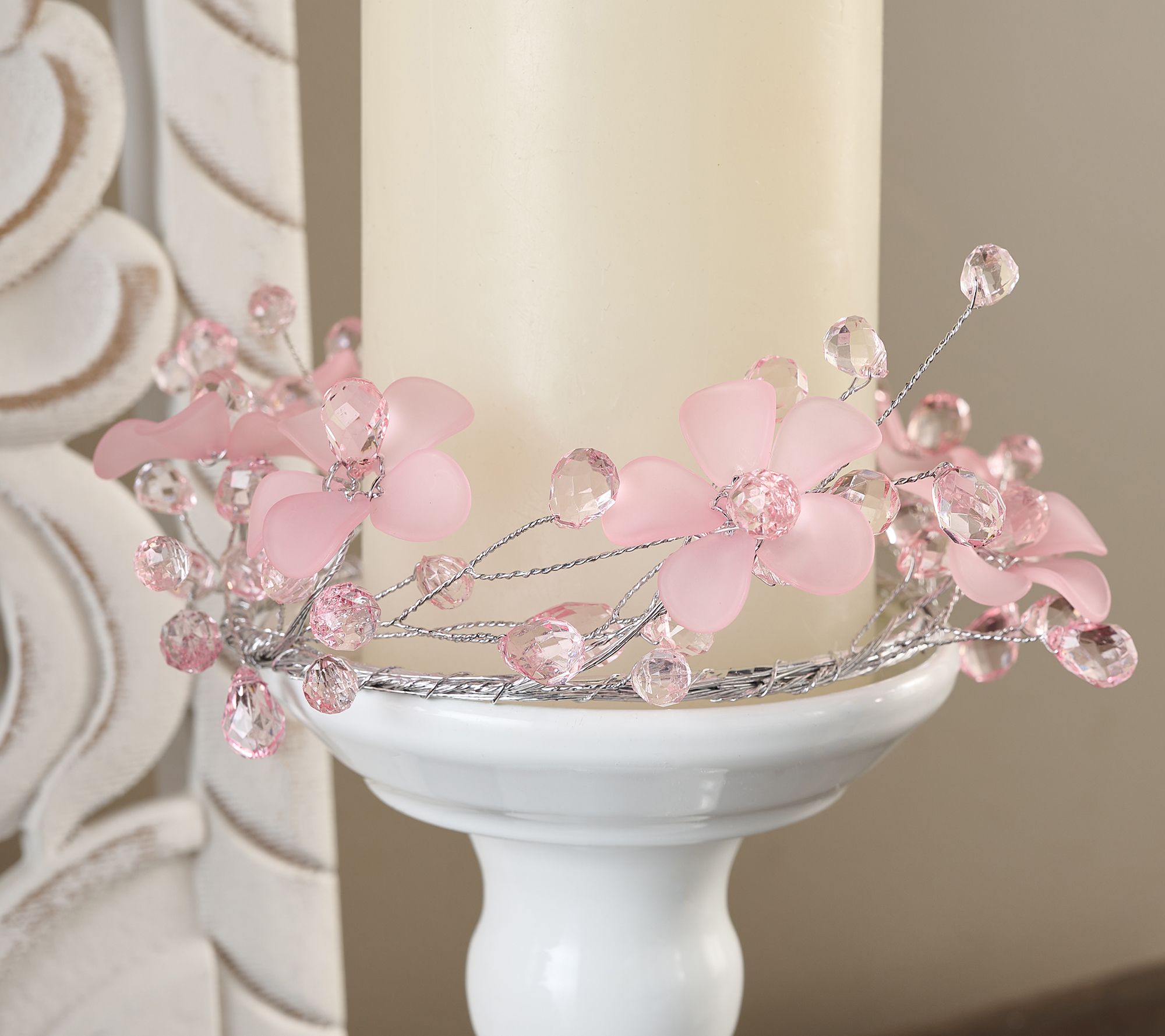 "As Is" Set of 3 Flower and Bead Candle Rings by Valerie - QVC.com