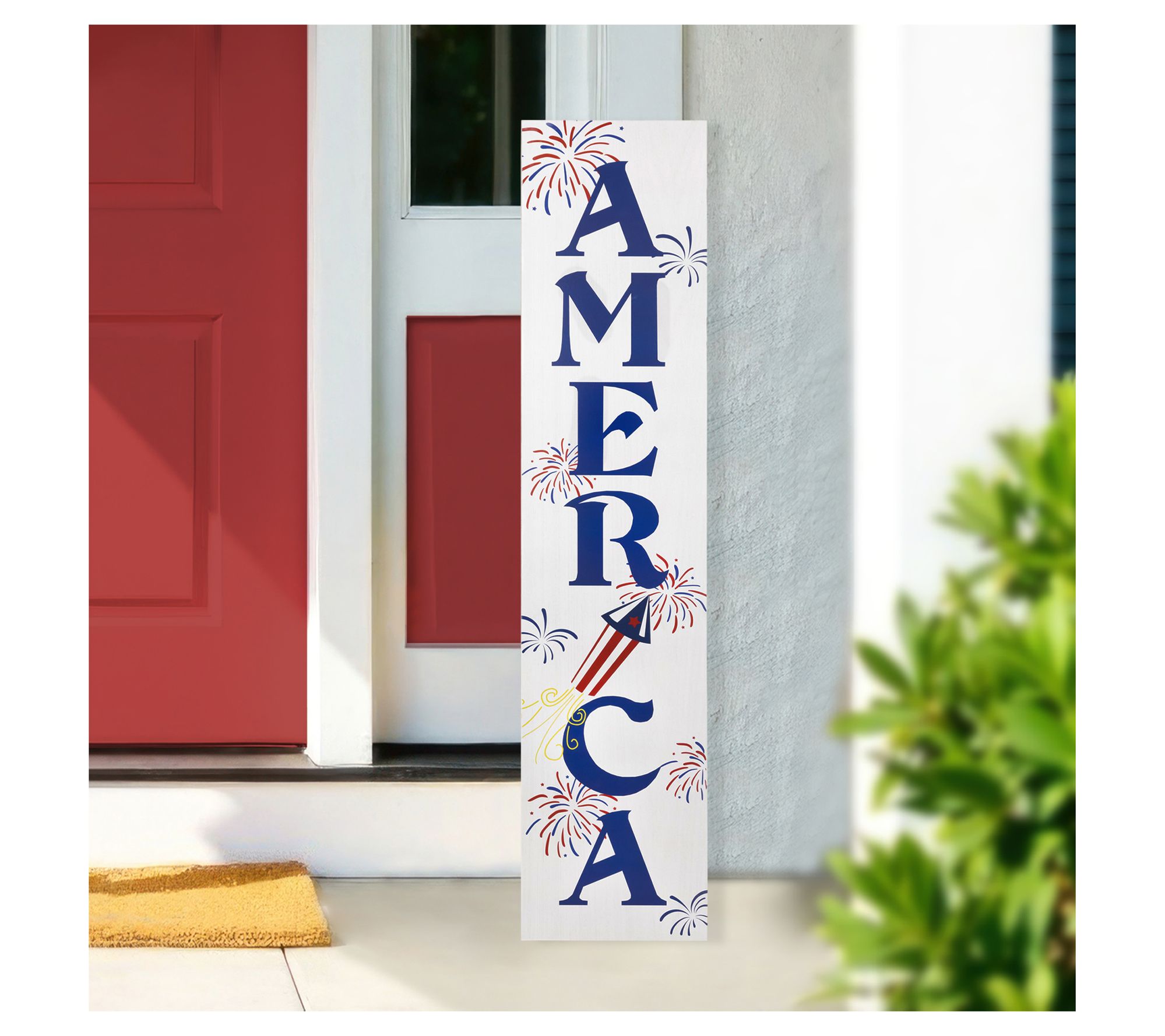 Northlight Patriotic "America" Fireworks Porch Board Sign 36" - QVC.com
