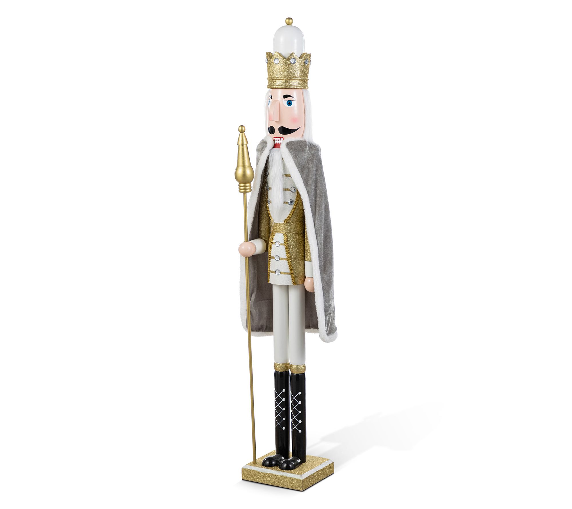 Glitzhome 42"H Wooden Christmas Silver DressedKing Nutcracker - QVC.com