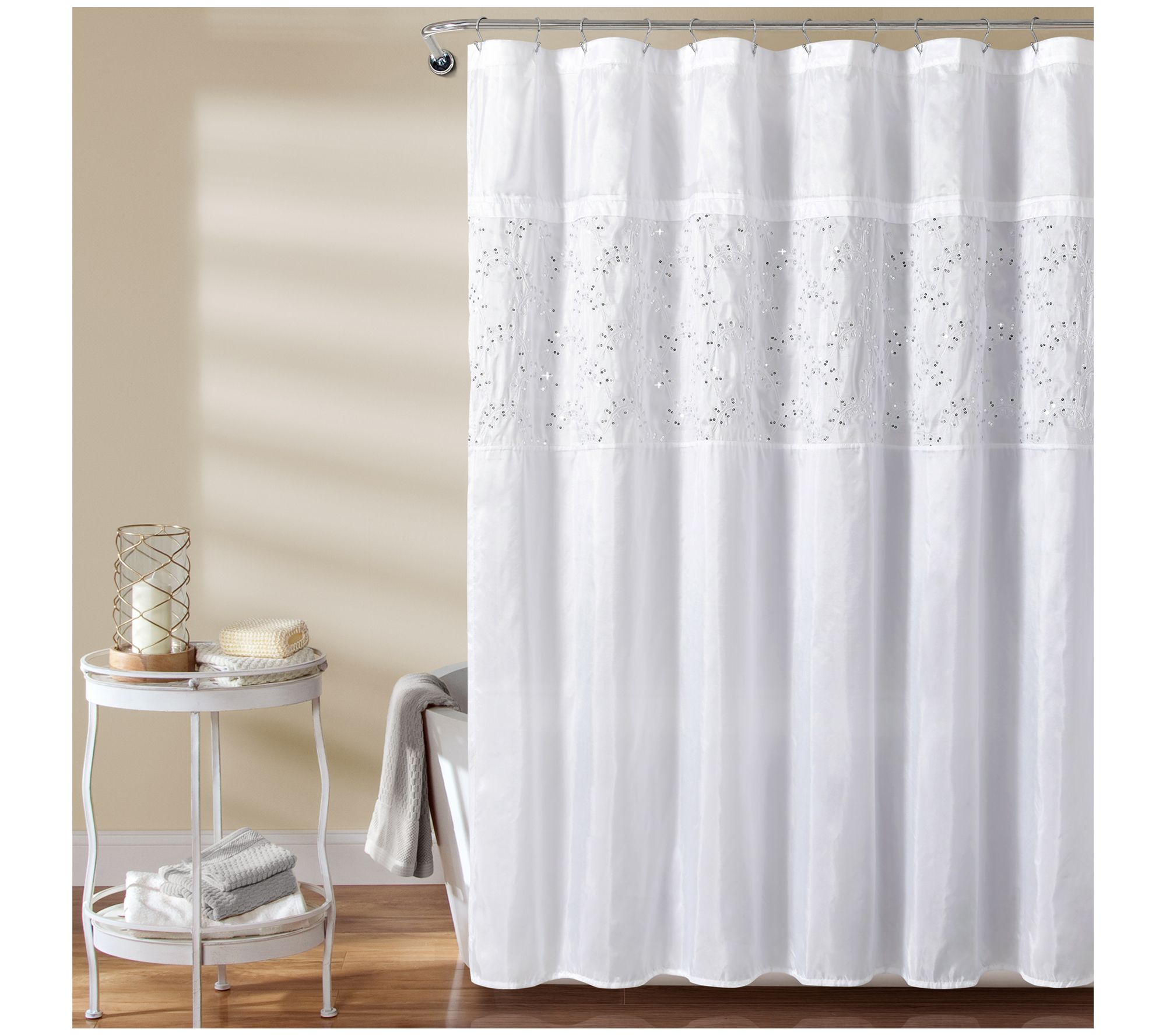 Maria Shower White Single 72" x 72" by Lush Decor - QVC.com