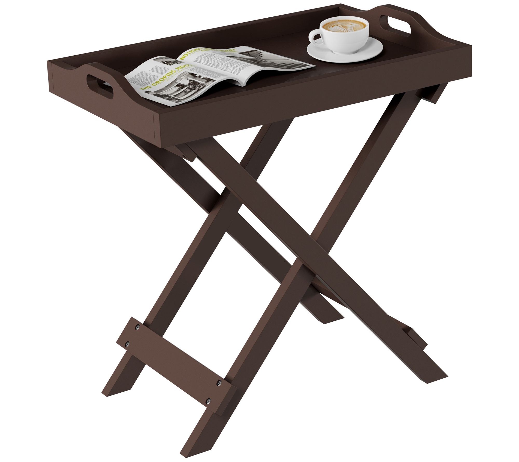 Lavish Home Folding End Table Portable Wooden Side Table - QVC.com