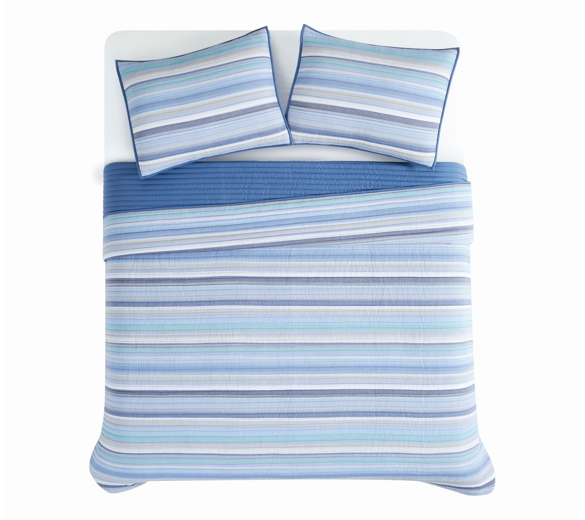 Oceanfront Resort Clearwater Yarn Dye Stripe Twin Quilt Set - QVC.com