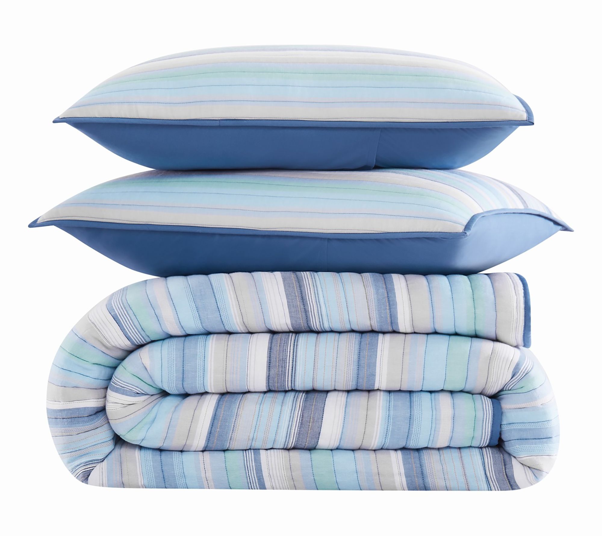 Oceanfront Resort Clearwater Yarn Dye Stripe Twin Quilt Set - QVC.com