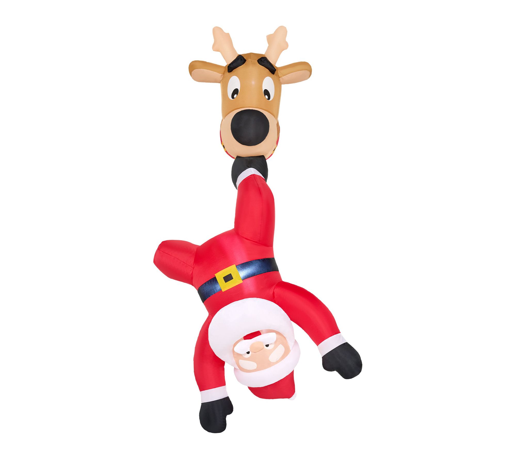 Joyfy 6ft Christmas Inflatable Falling Santa with Reindeer - QVC.com