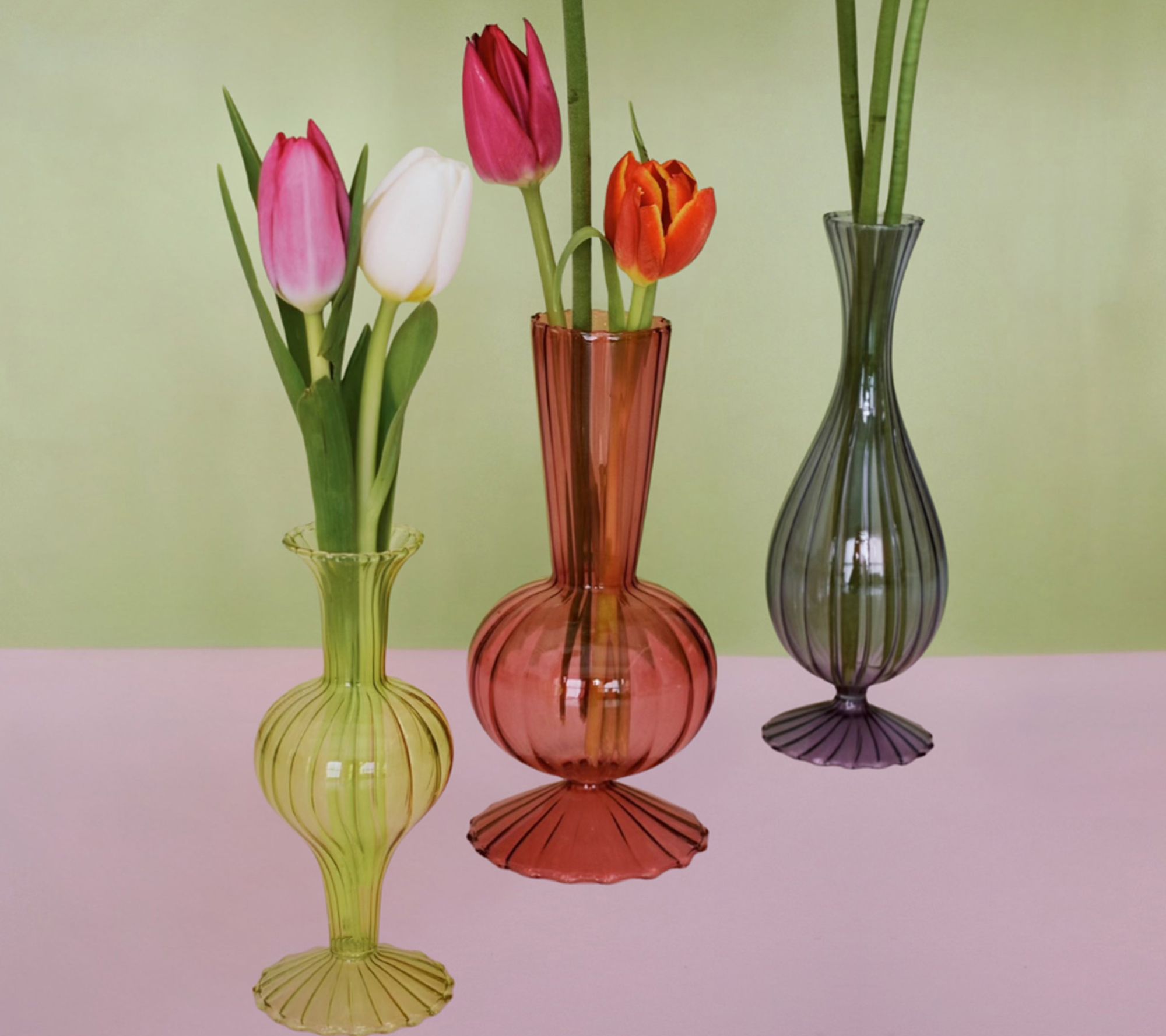 "As Is" Ode to Color by Lori Weitzner S/3 Colored Glass Bud Vases - QVC.com