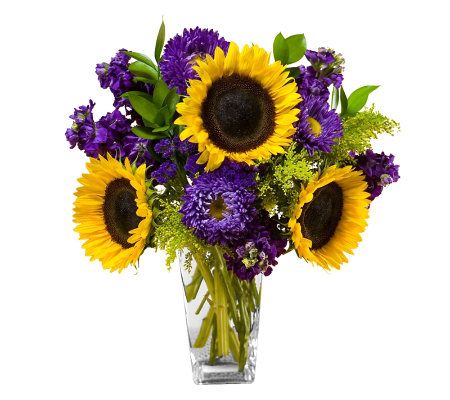 Purple Petals with Contempo Vase by ProFlowers - QVC.com