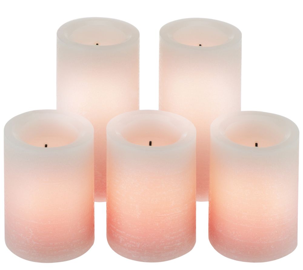 Set of 5 Candle Impressions Rustic Ombre Flameless Candles w/Timer ...