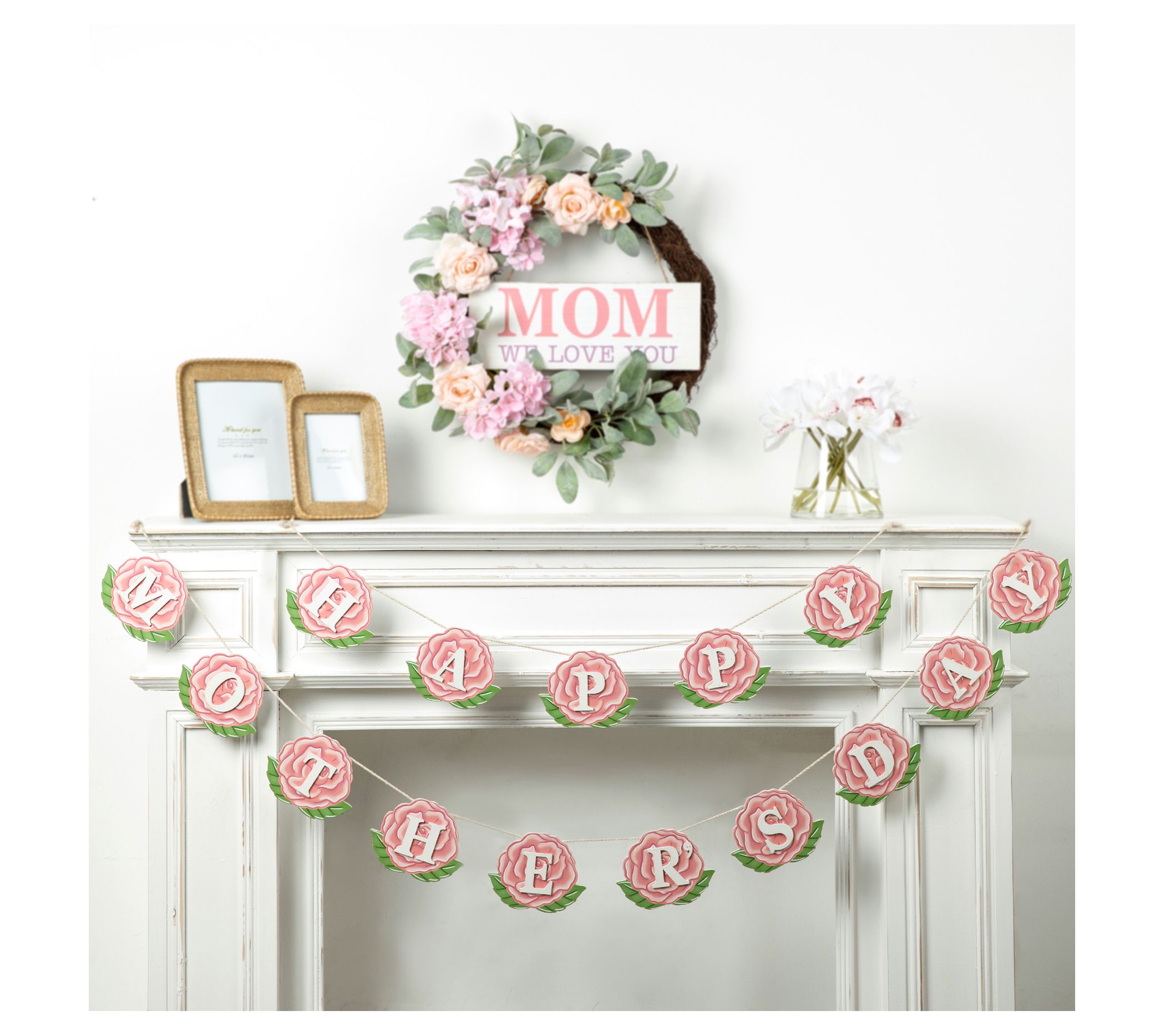 Glitzhome Happy Mothers Day Wooden Garlands S/2 - QVC.com
