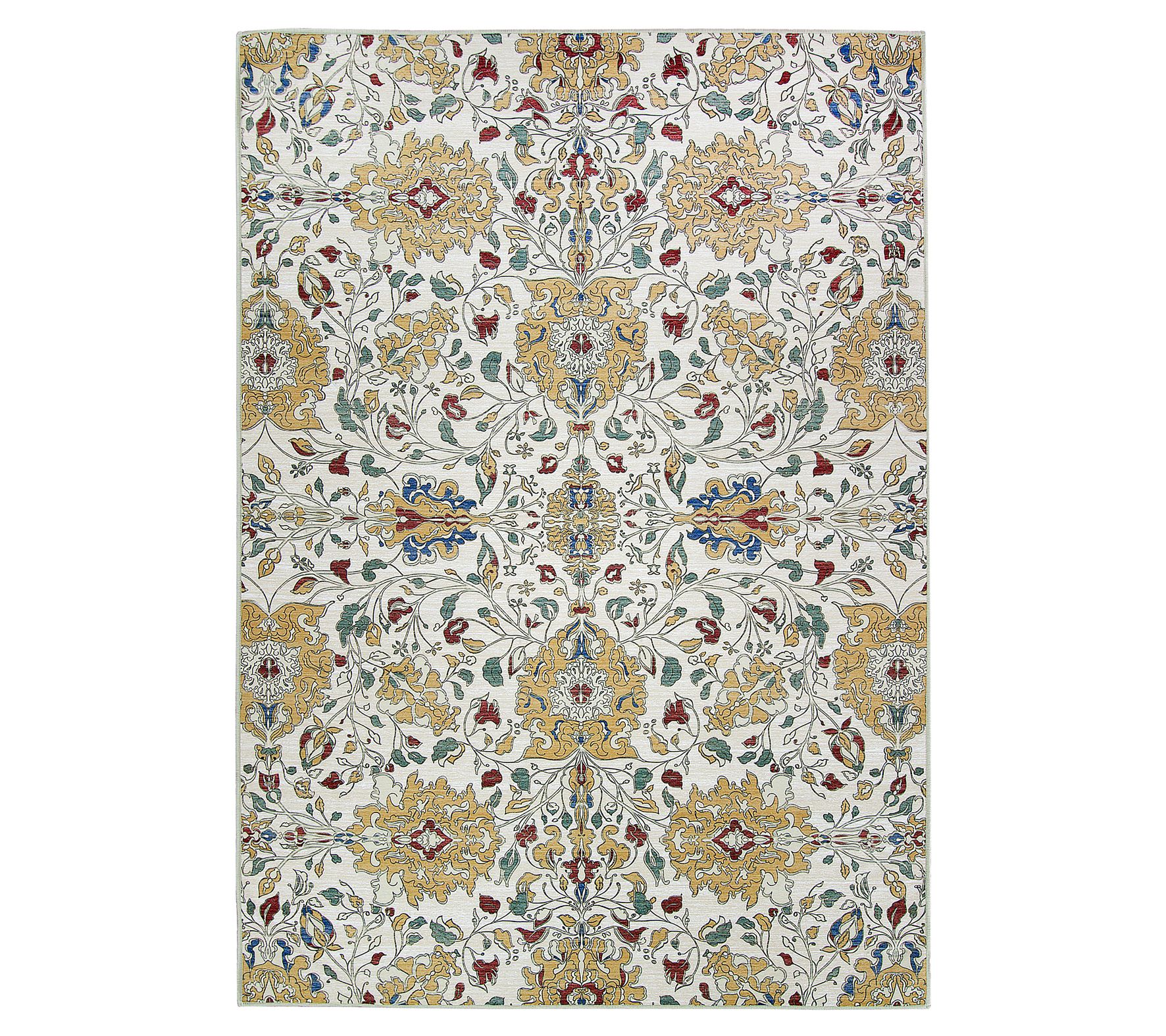 Ruggable Washable Rug - Traditional Floral Cream 5' x 7' - QVC.com