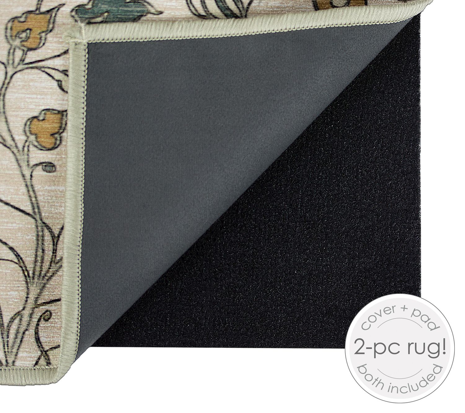 Ruggable Washable Rug - Traditional Floral Cream 5' x 7' - QVC.com