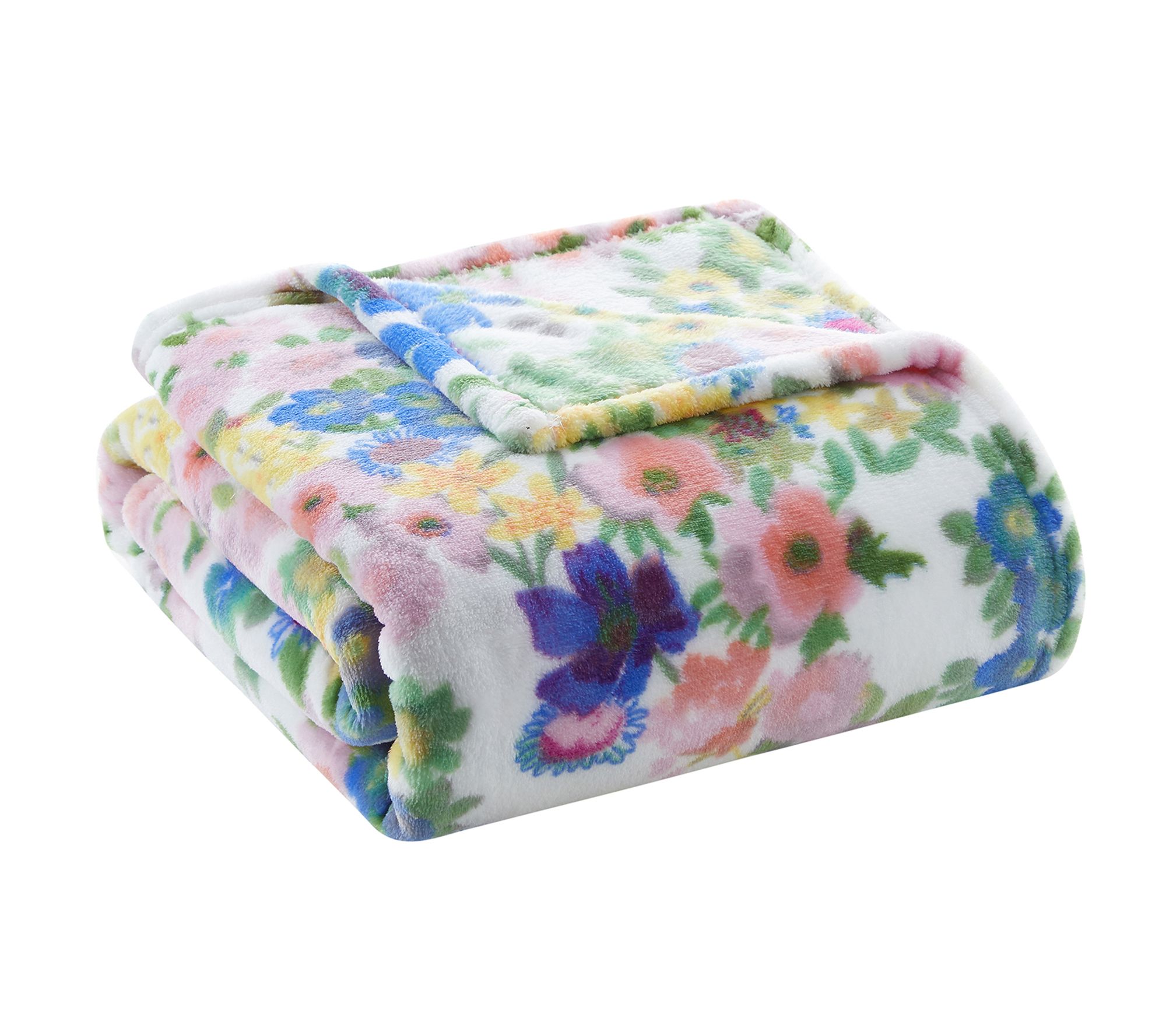 VCNY Home Field of Dream Multicolor Floral Plush Throw - QVC.com