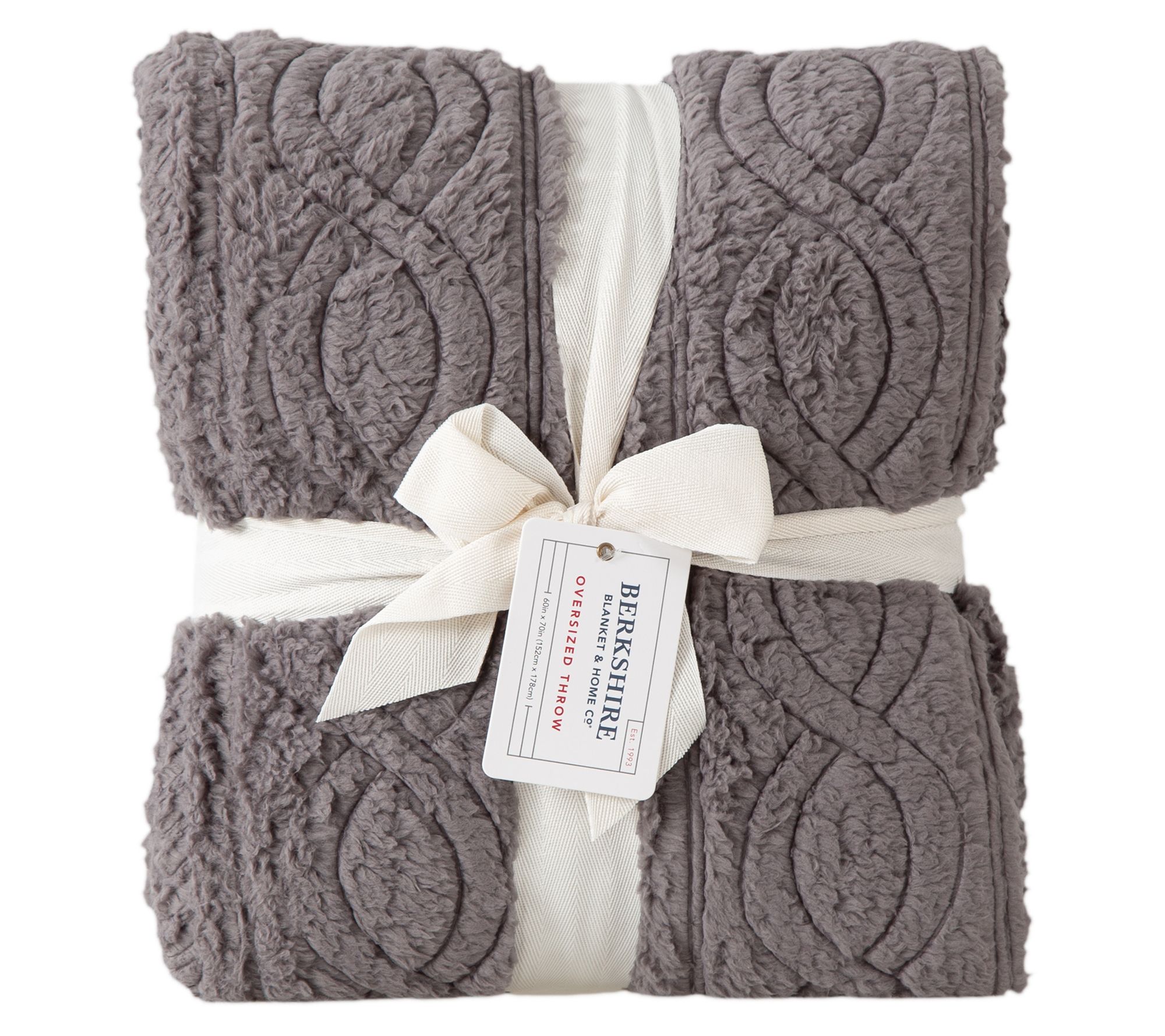 Berkshire Double-Sided Cable-Embossed Sherpa 60 x 70 Throw - QVC.com