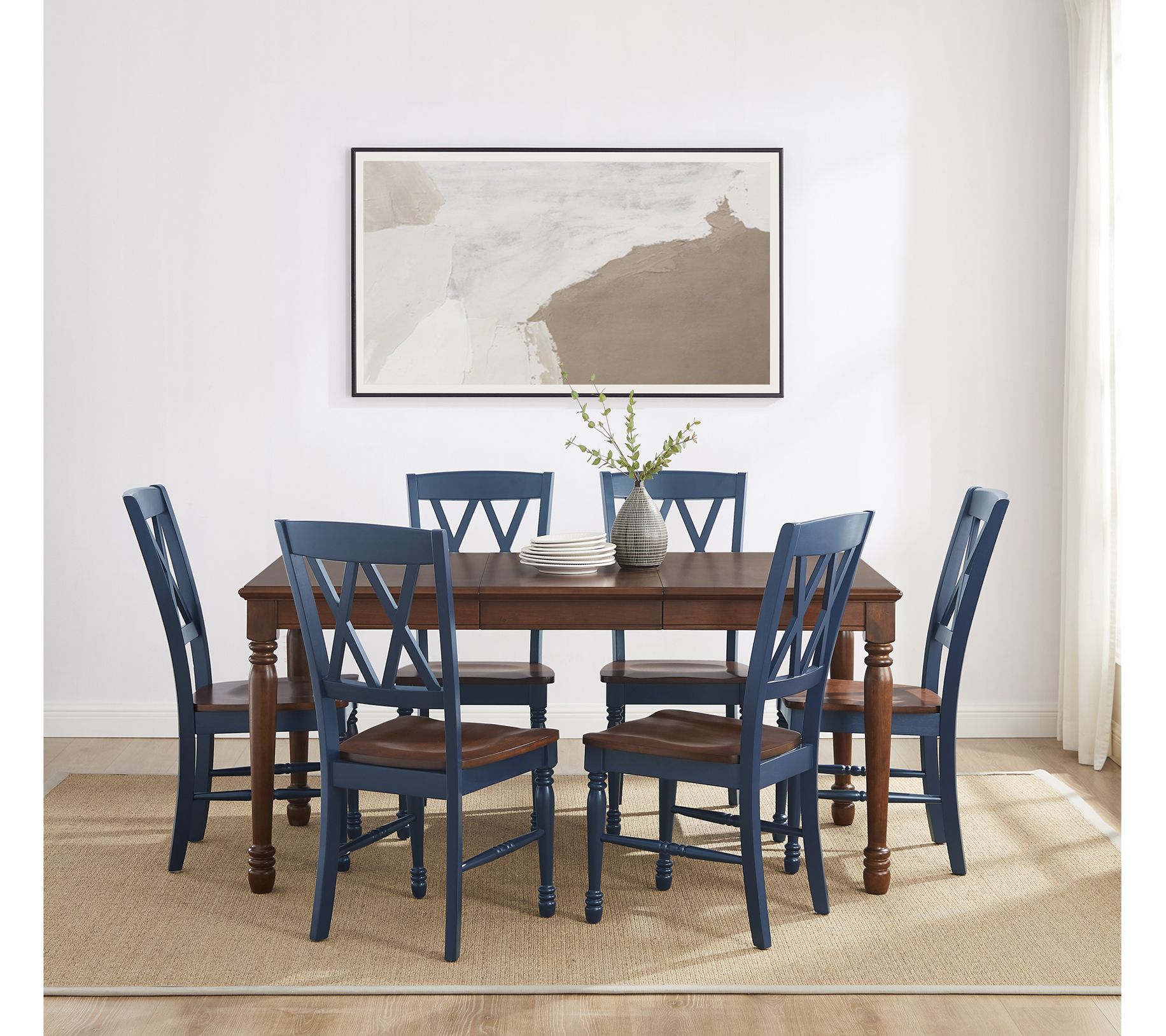 Crosley Shelby Navy Blue 7-Piece Dining Table Set - QVC.com