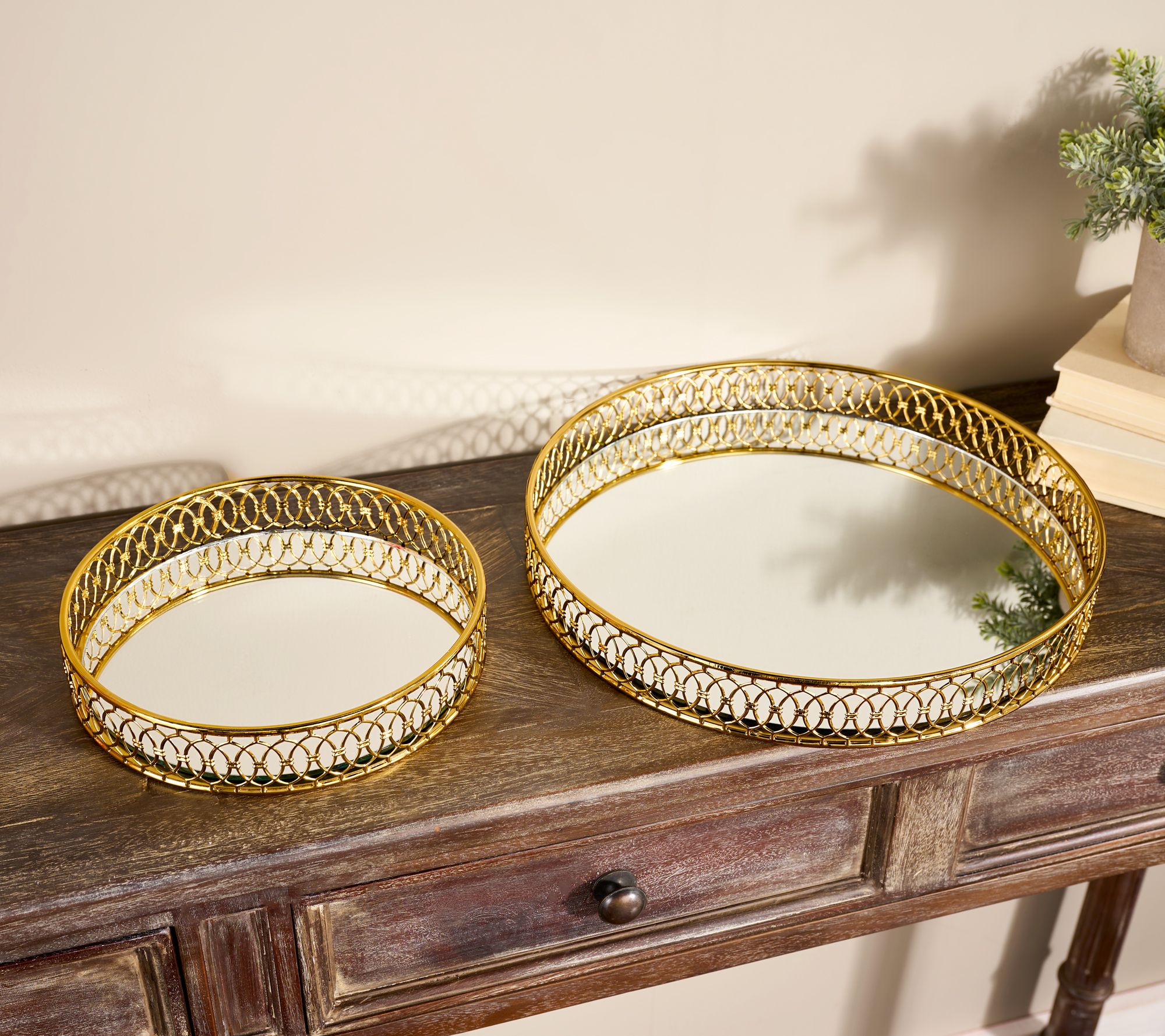 "As Is" Set of 2 Reversible Mirrored Trays by Valerie - QVC.com