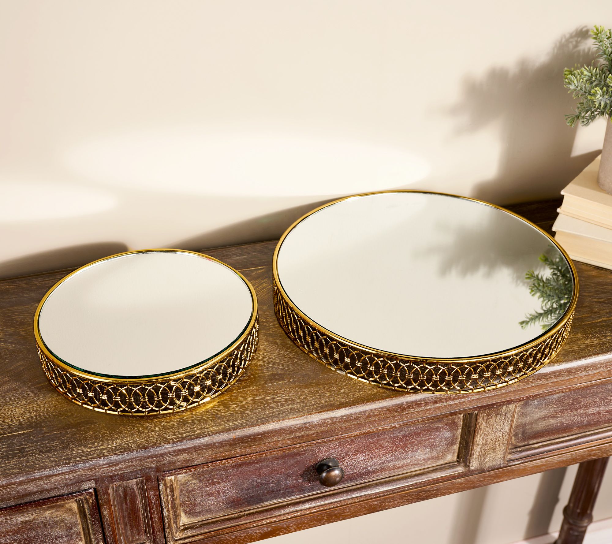 "As Is" Set of 2 Reversible Mirrored Trays by Valerie - QVC.com