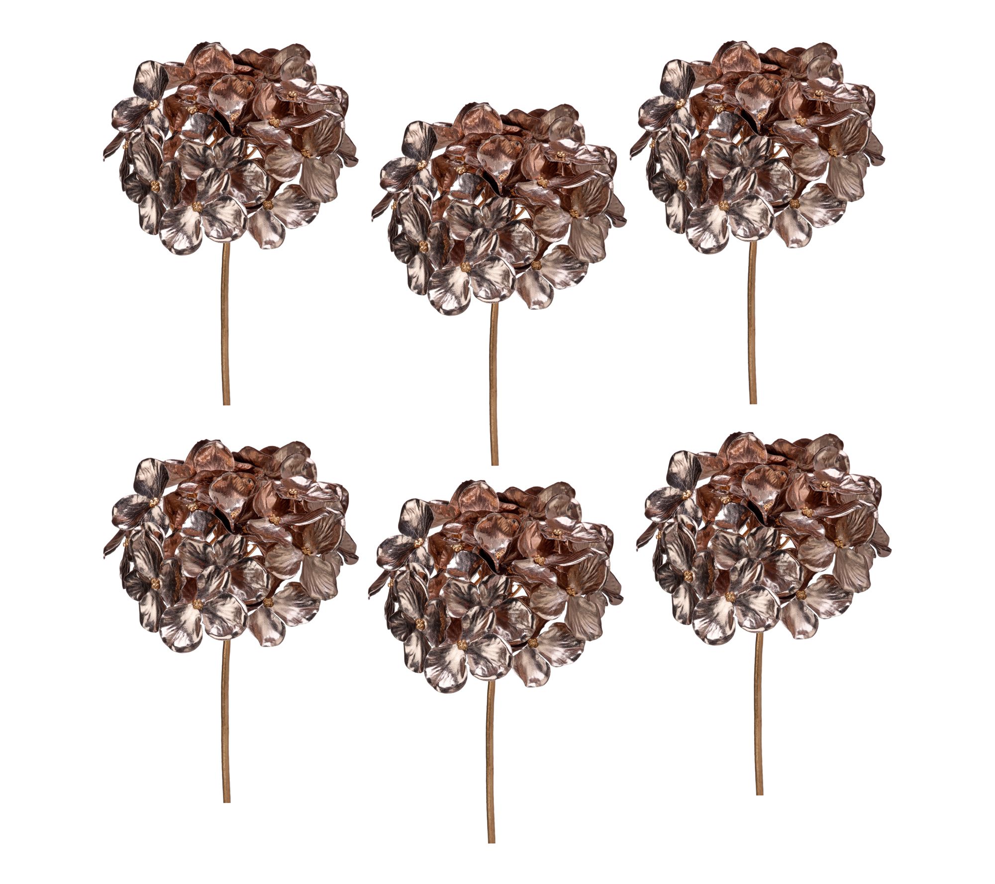 14" Metallic Hydrangea Pick Set of 6 By Valerie - QVC.com
