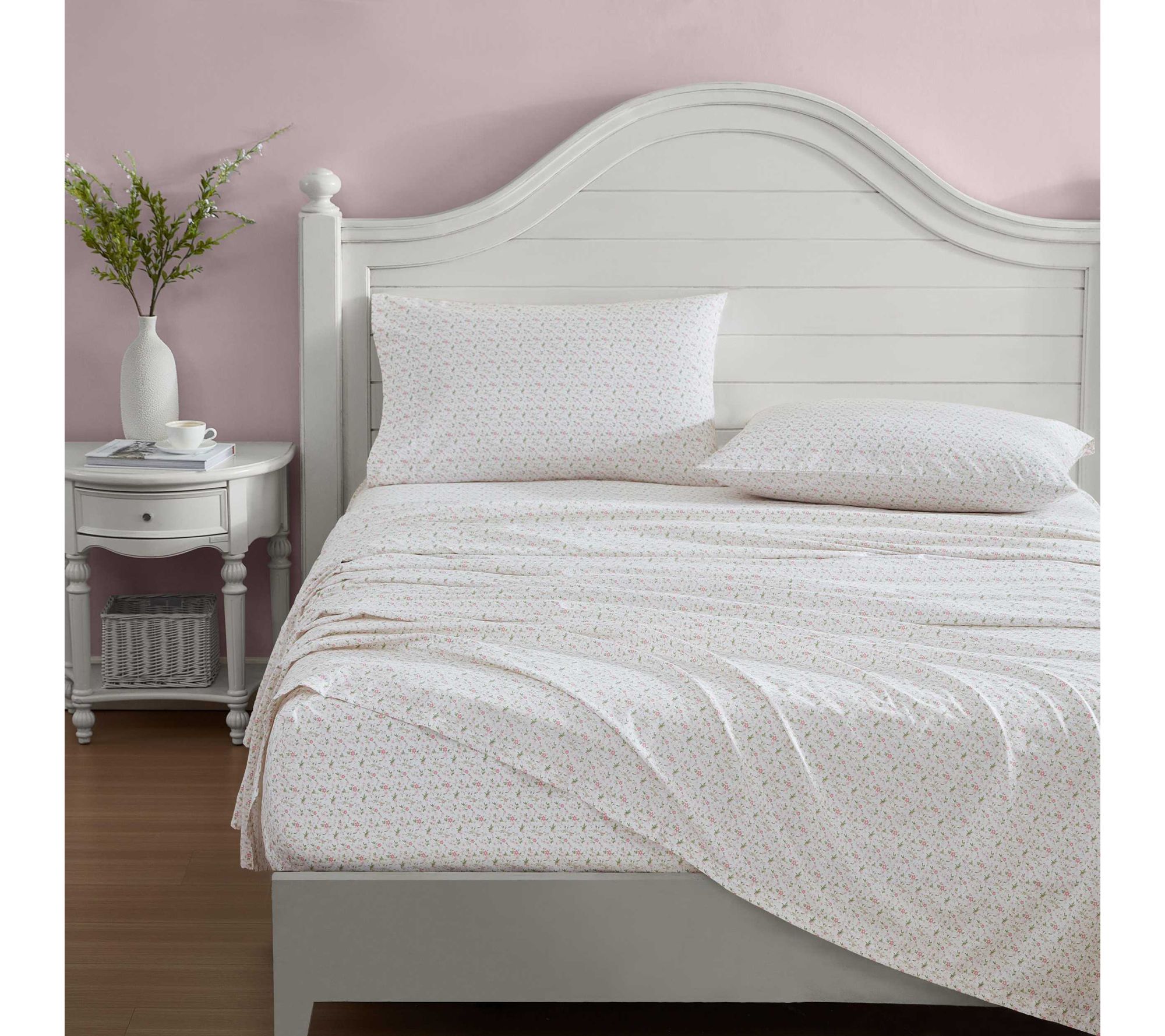 Laura Ashley Evie Pretty Pink Twin Sheet Set - QVC.com