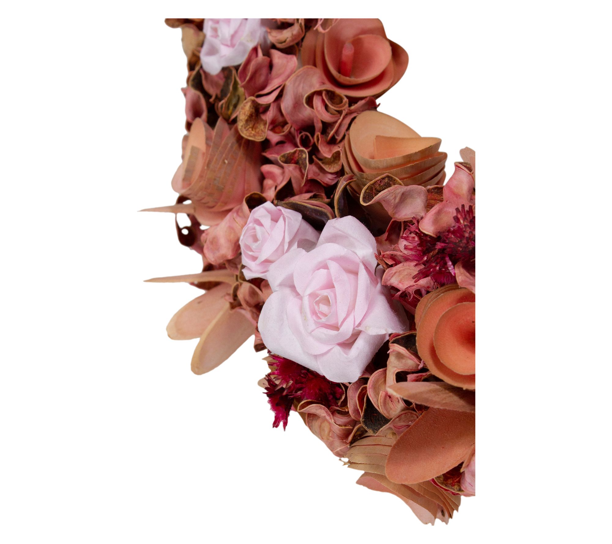 Northlight Roses and Wooden Flowers Spring Wreath - QVC.com