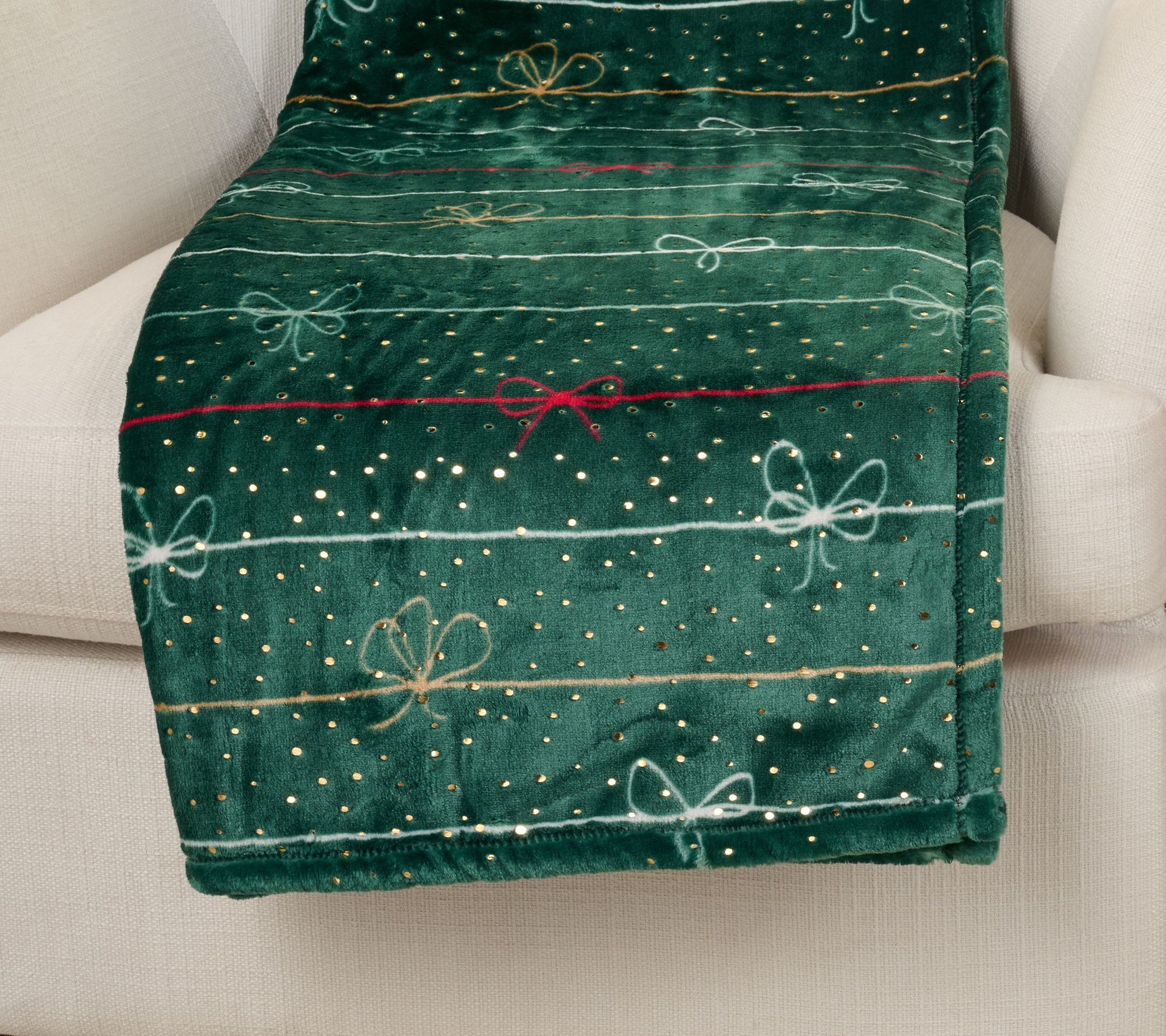 Berkshire Foil Print 60x80 Holiday Plush Throw - QVC.com