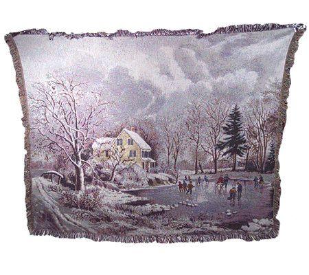 Winter Scene Jacquard Woven Cotton Throw - QVC.com