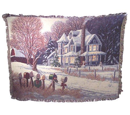 Winter Scene Jacquard Woven Cotton Throw - QVC.com